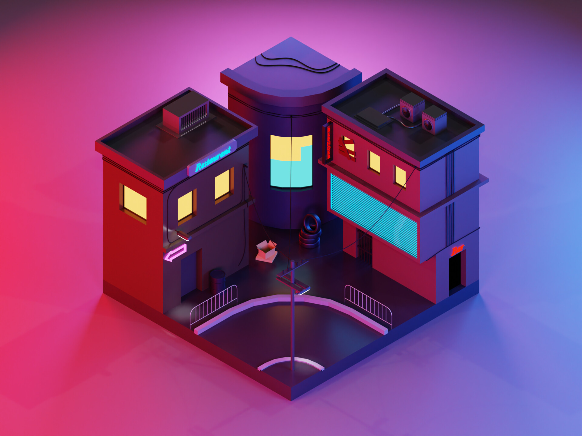 ArtStation - low poly cyberpunk