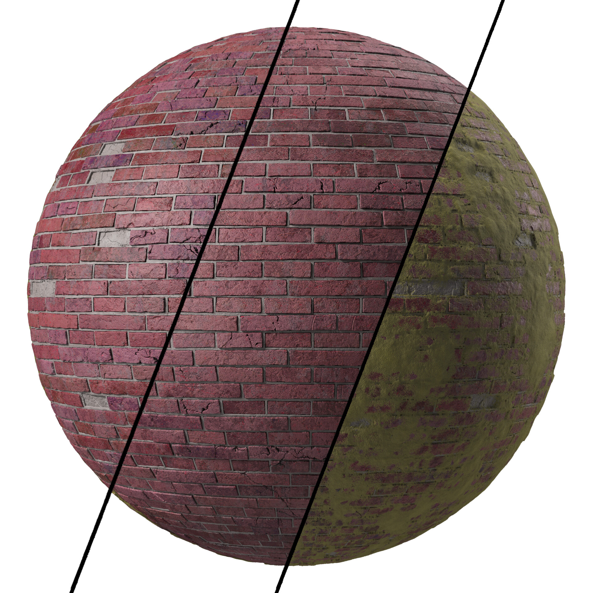 ArtStation - Bricks Materials 35- By Moss and Brick Damaged | Pbr 4k Seamless