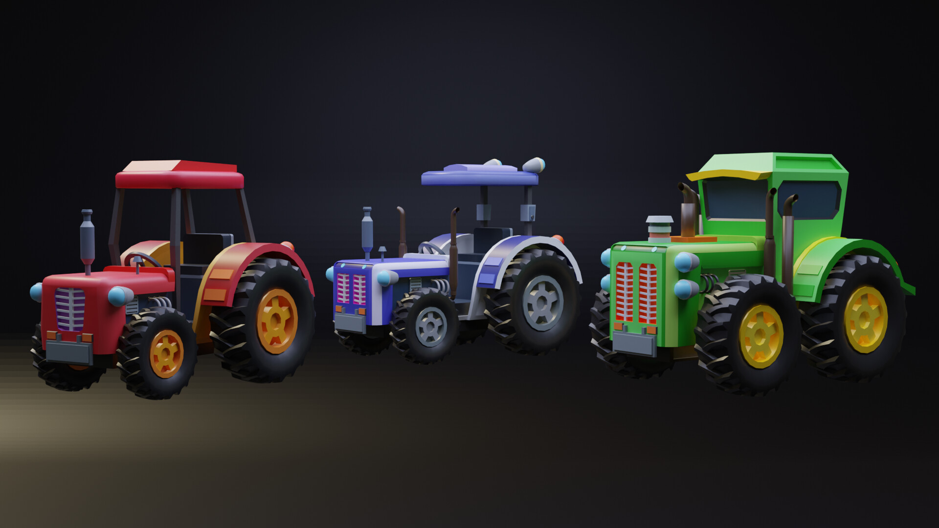 ArtStation - Low poly Tractors