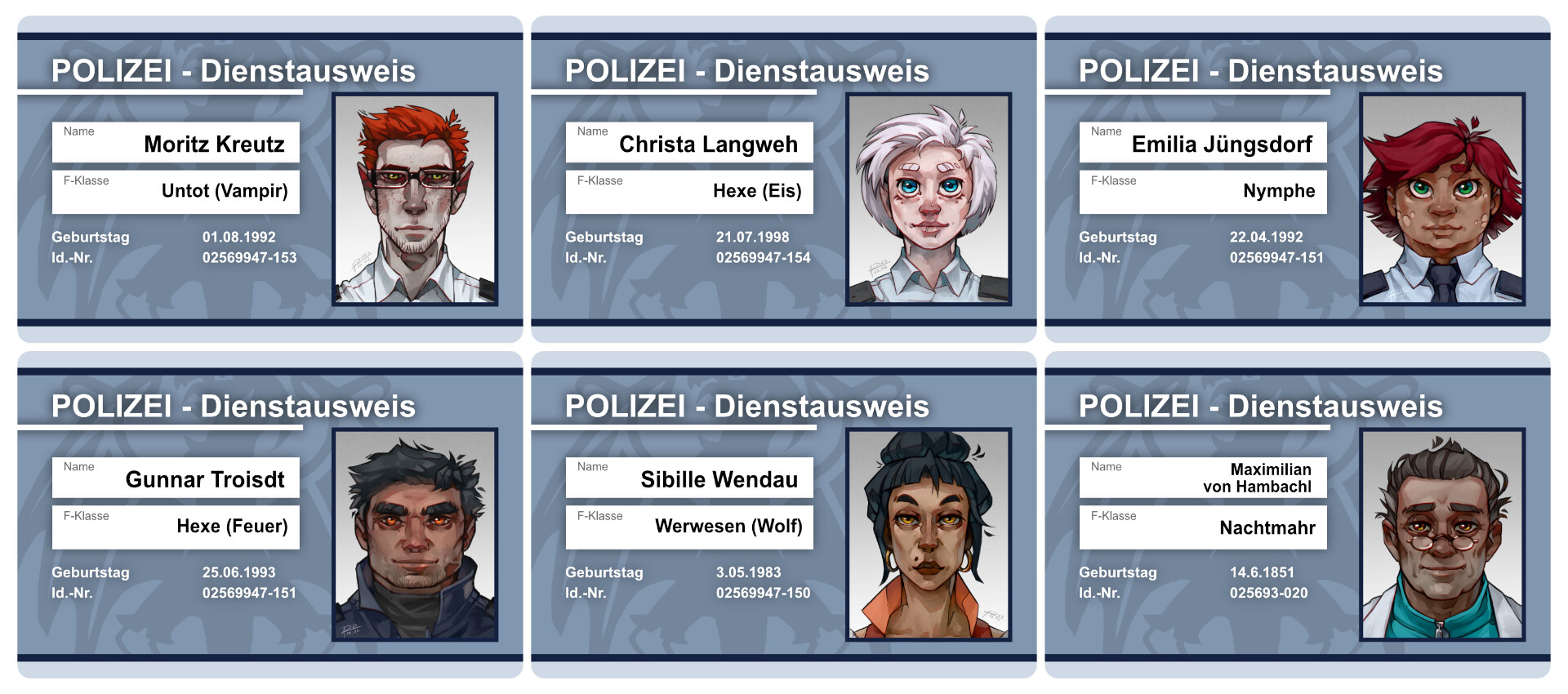 ArtStation - Character Illustrations: Poice ID Cards