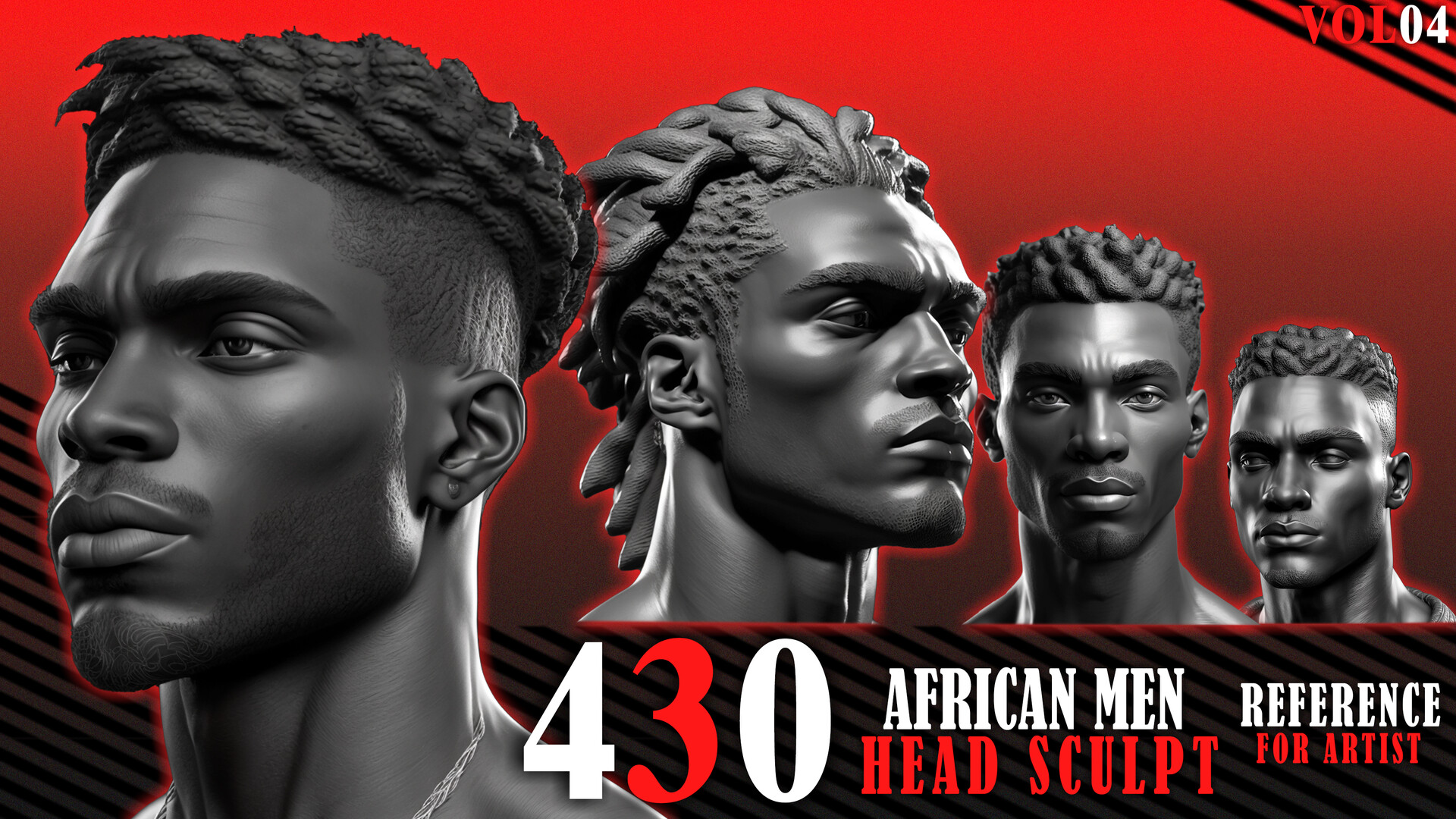 ArtStation - 430 African men head Sculpt,Reference for Artist- VOL04