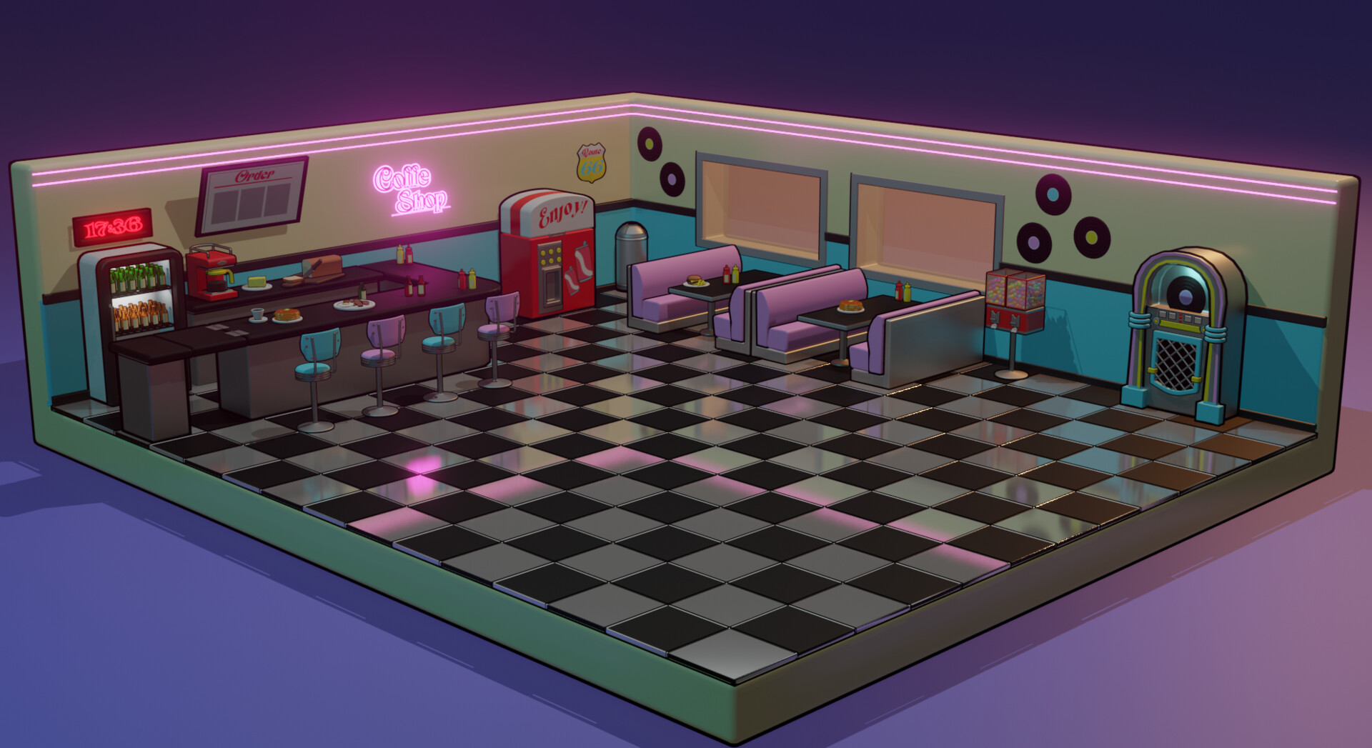 ArtStation - Retro diner