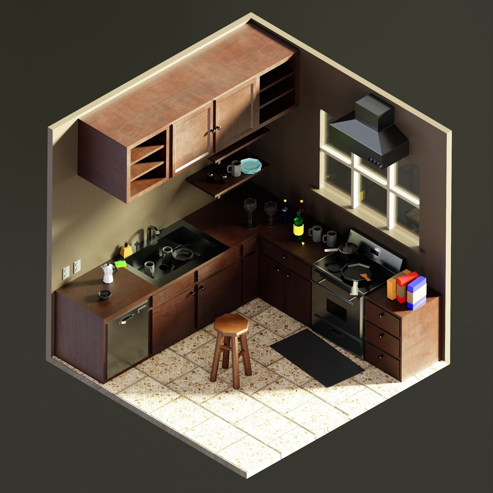 Данила Ковалев - Isometric Low-Poly Kitchen