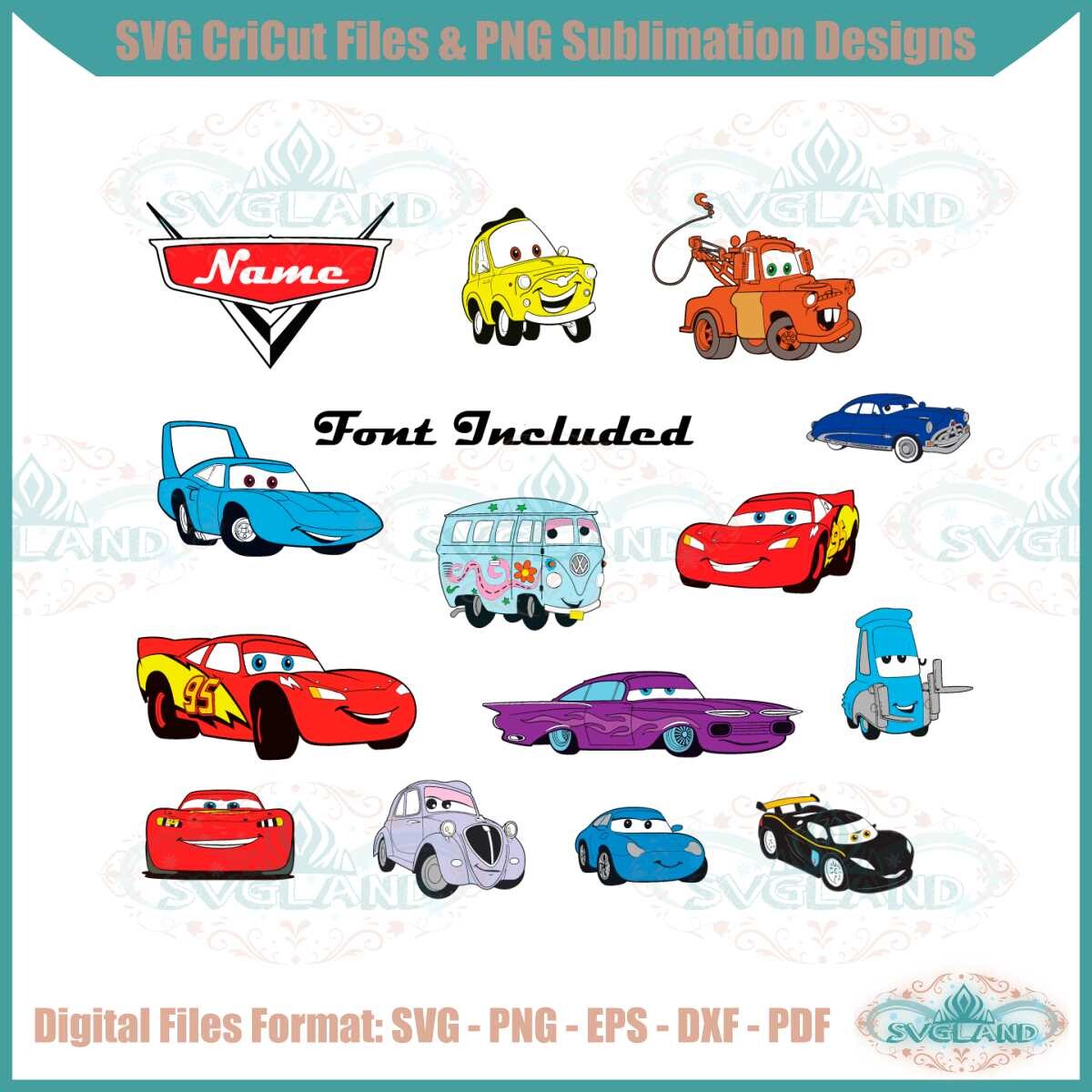 ArtStation - Lightning Mcqueen Cars Bundle Svg Graphic Designs Files