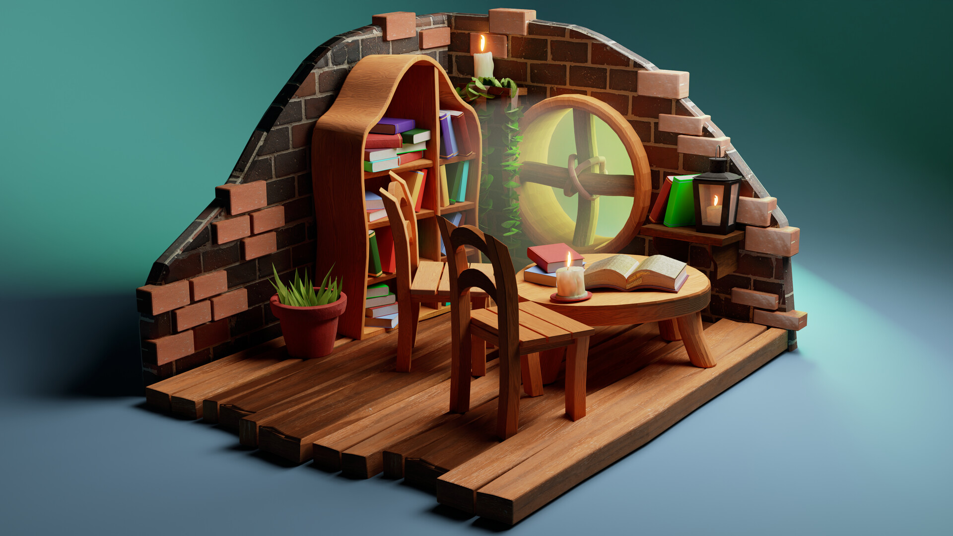 ArtStation - Stylized Isometric Study Room