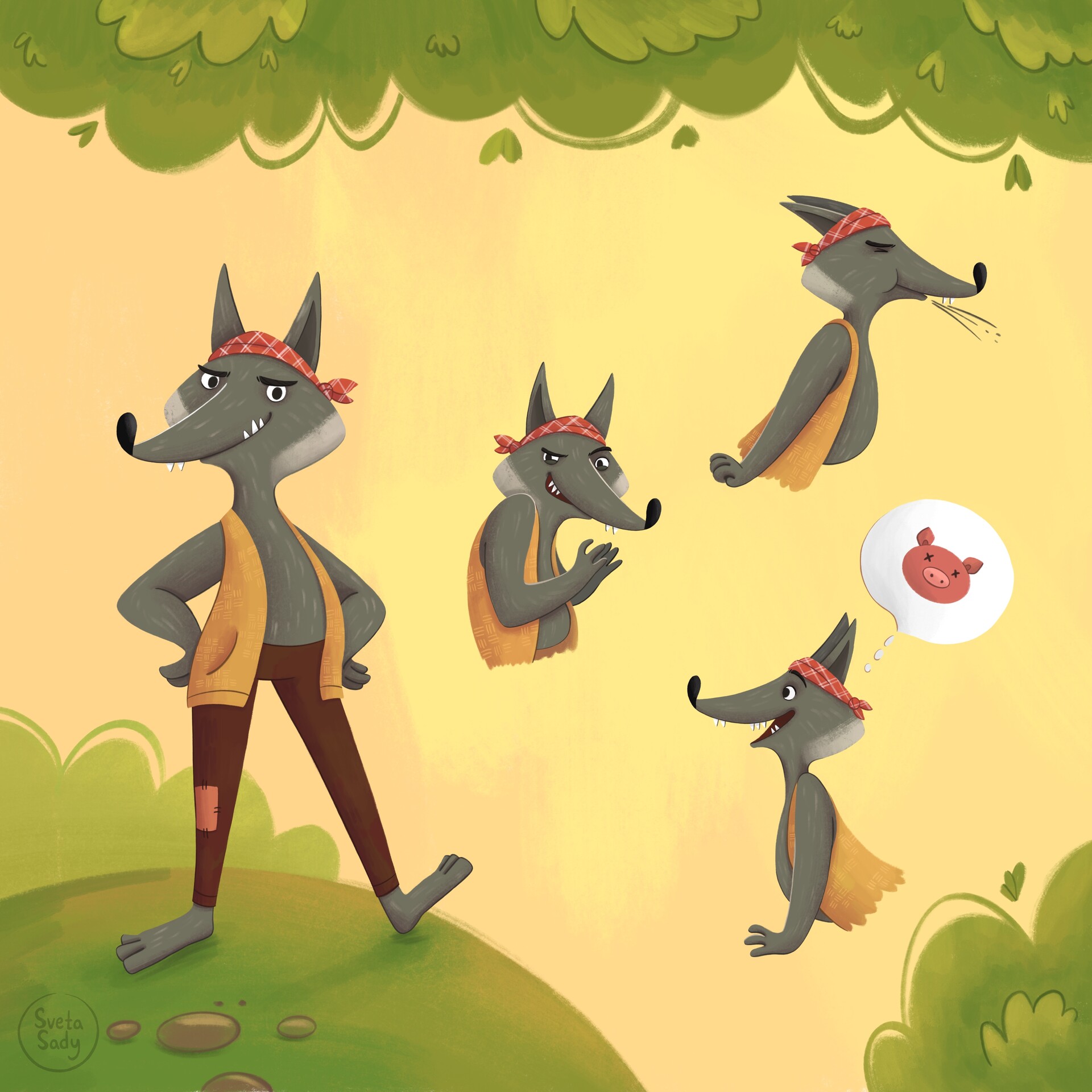 ArtStation - Wolf character design for fairytale Three little pigs