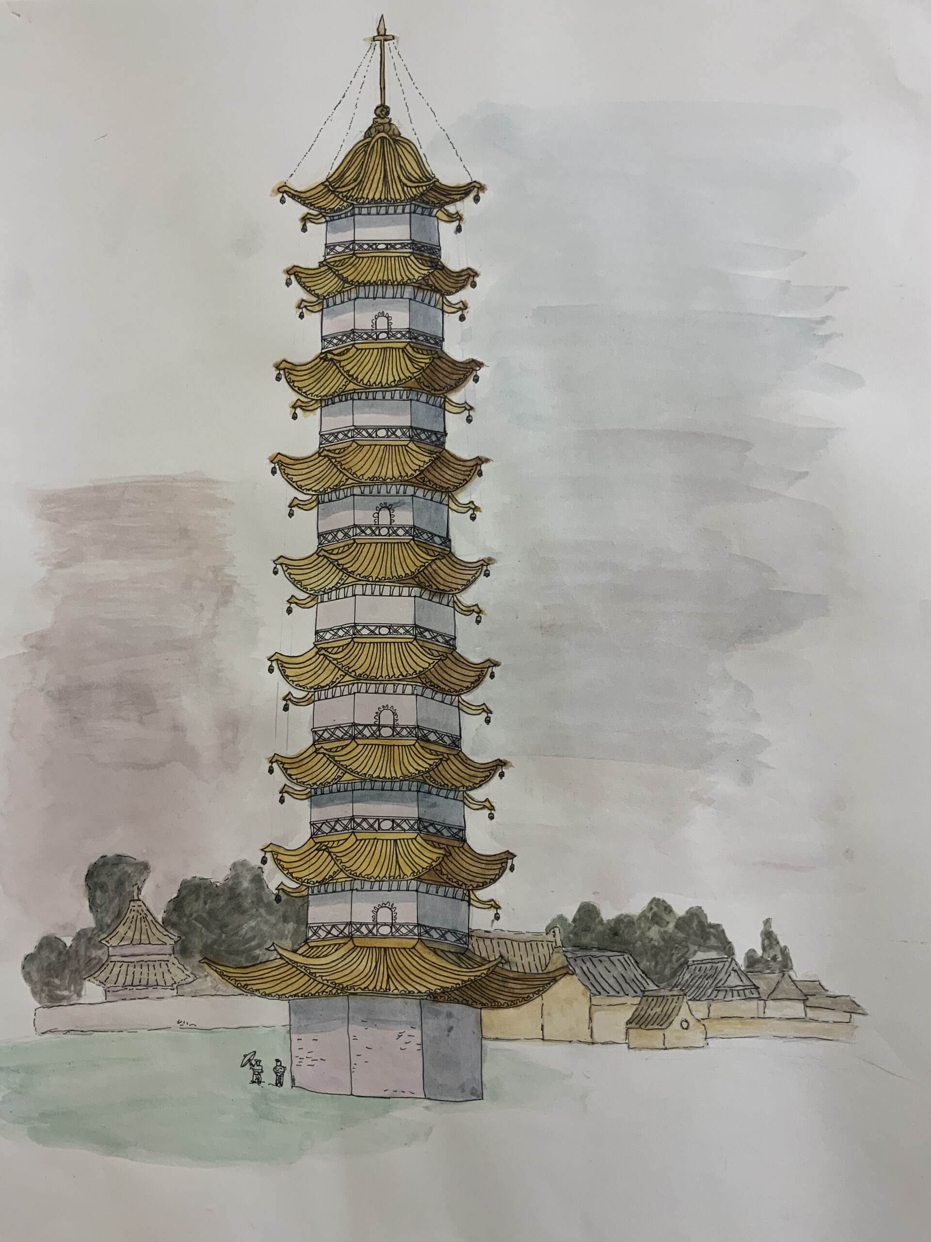 Chinese Pagoda Drawing