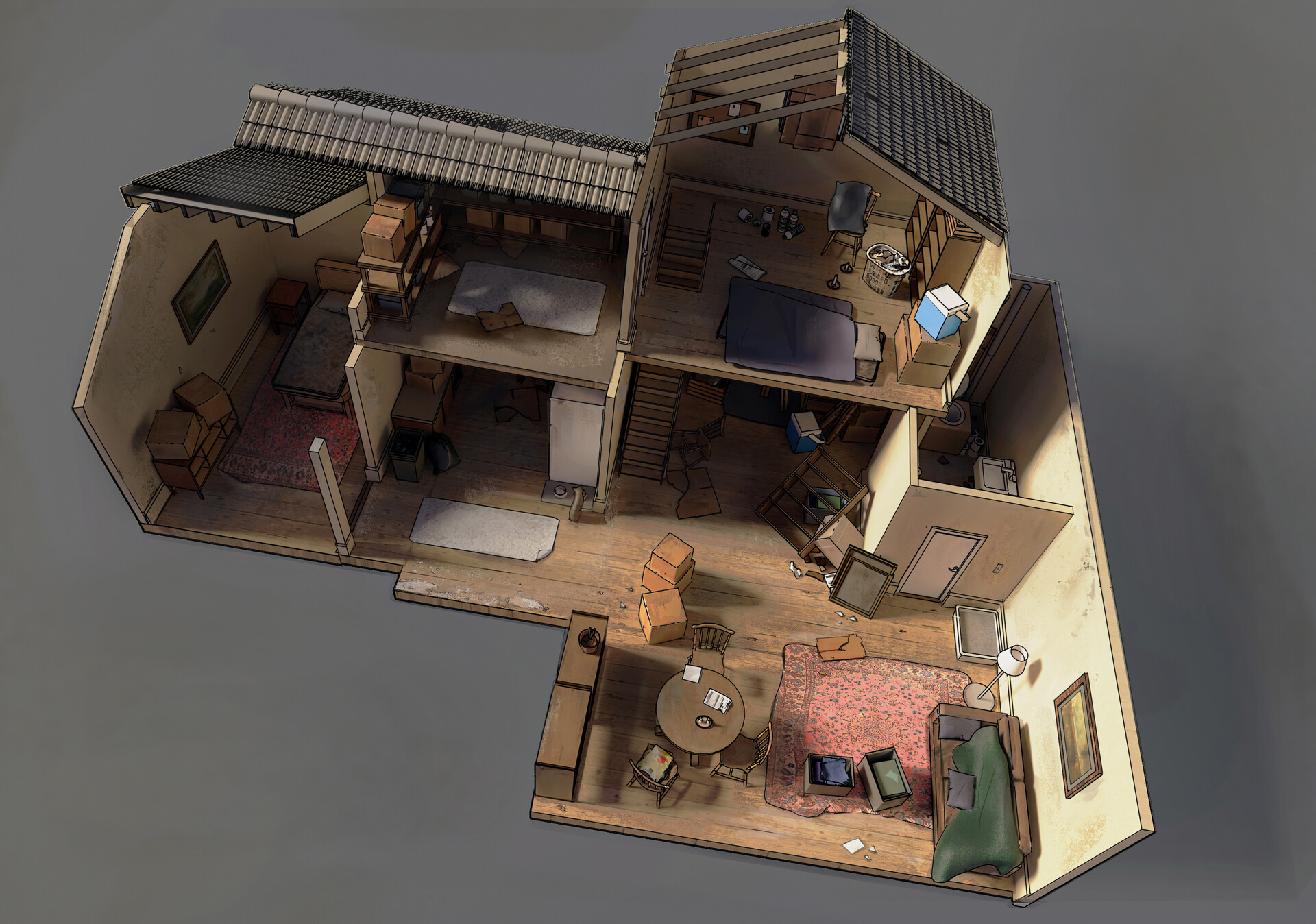 ArtStation - Apocalyptic Hideout Cutaway