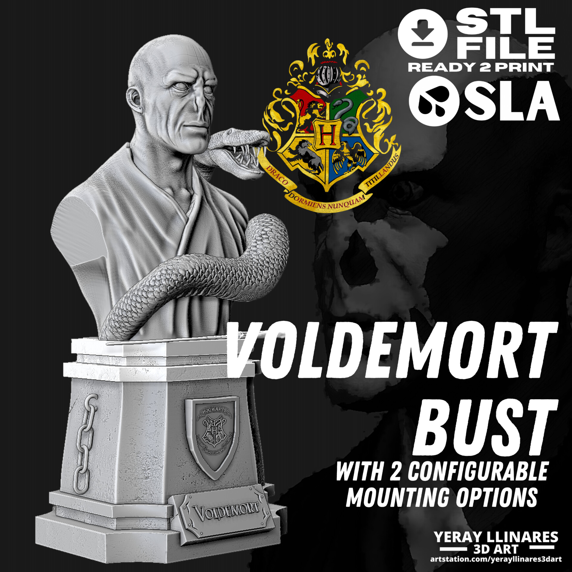 ArtStation - VOLDEMORT BUST - HARRY POTTER
