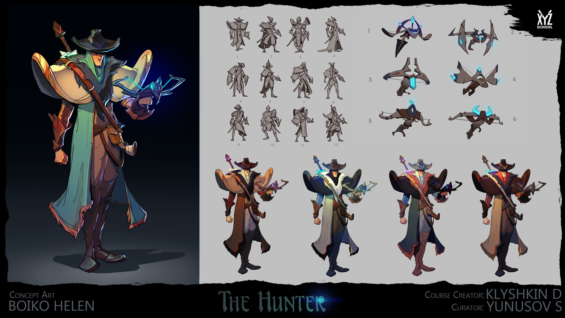 ArtStation - Hunter character concept art ftom XYZ School course