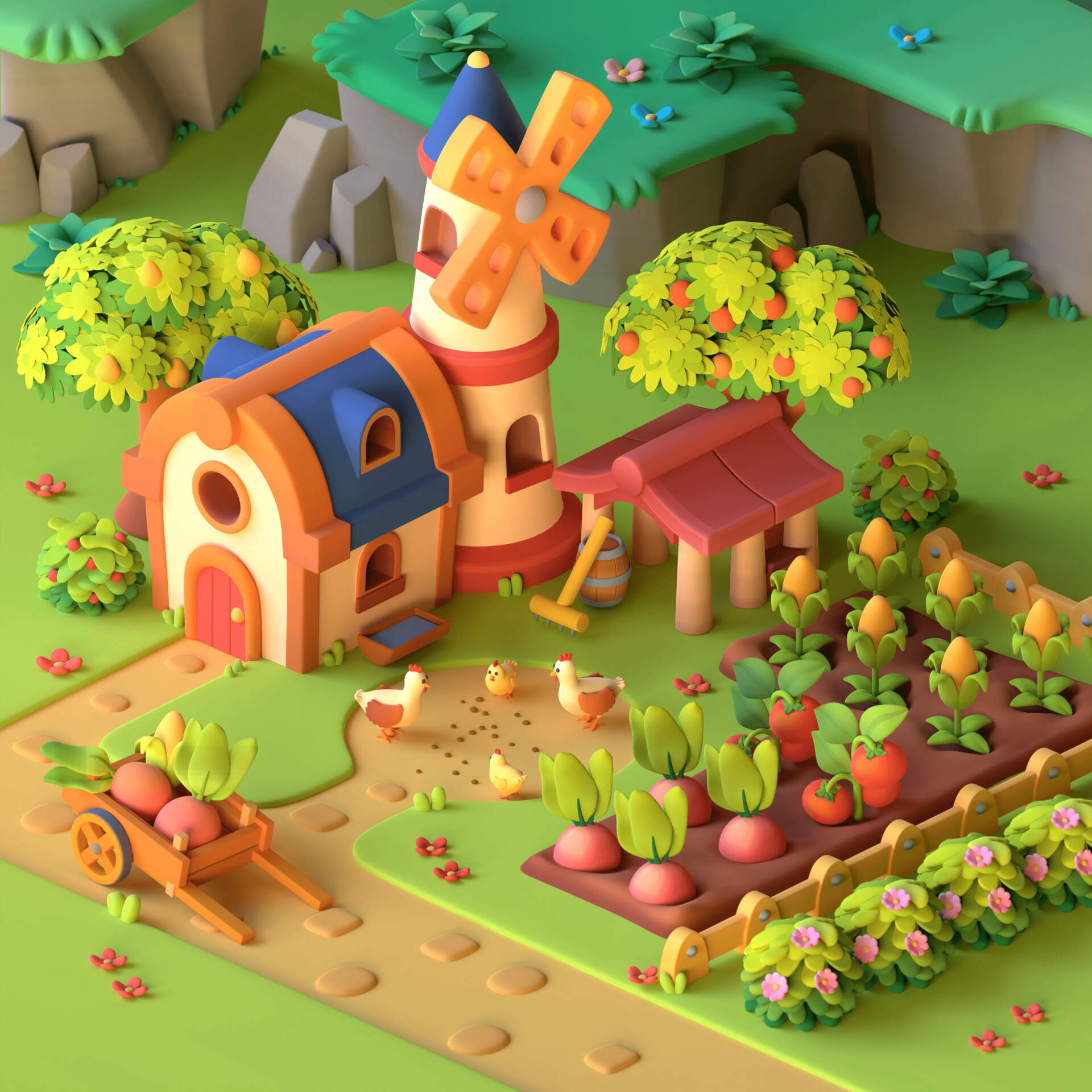 ArtStation - Stylized Farm Diorama