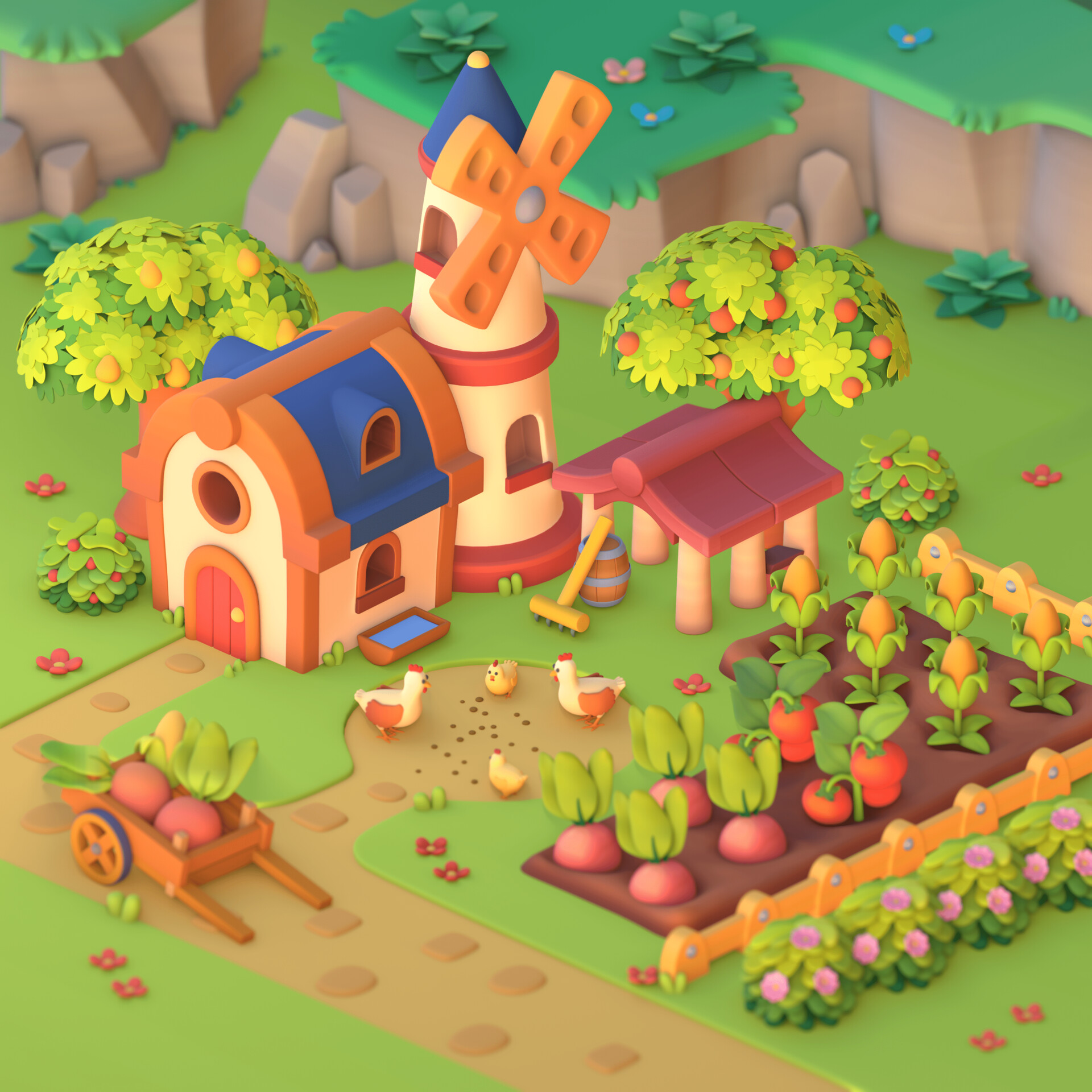 ArtStation - Stylized Farm Diorama
