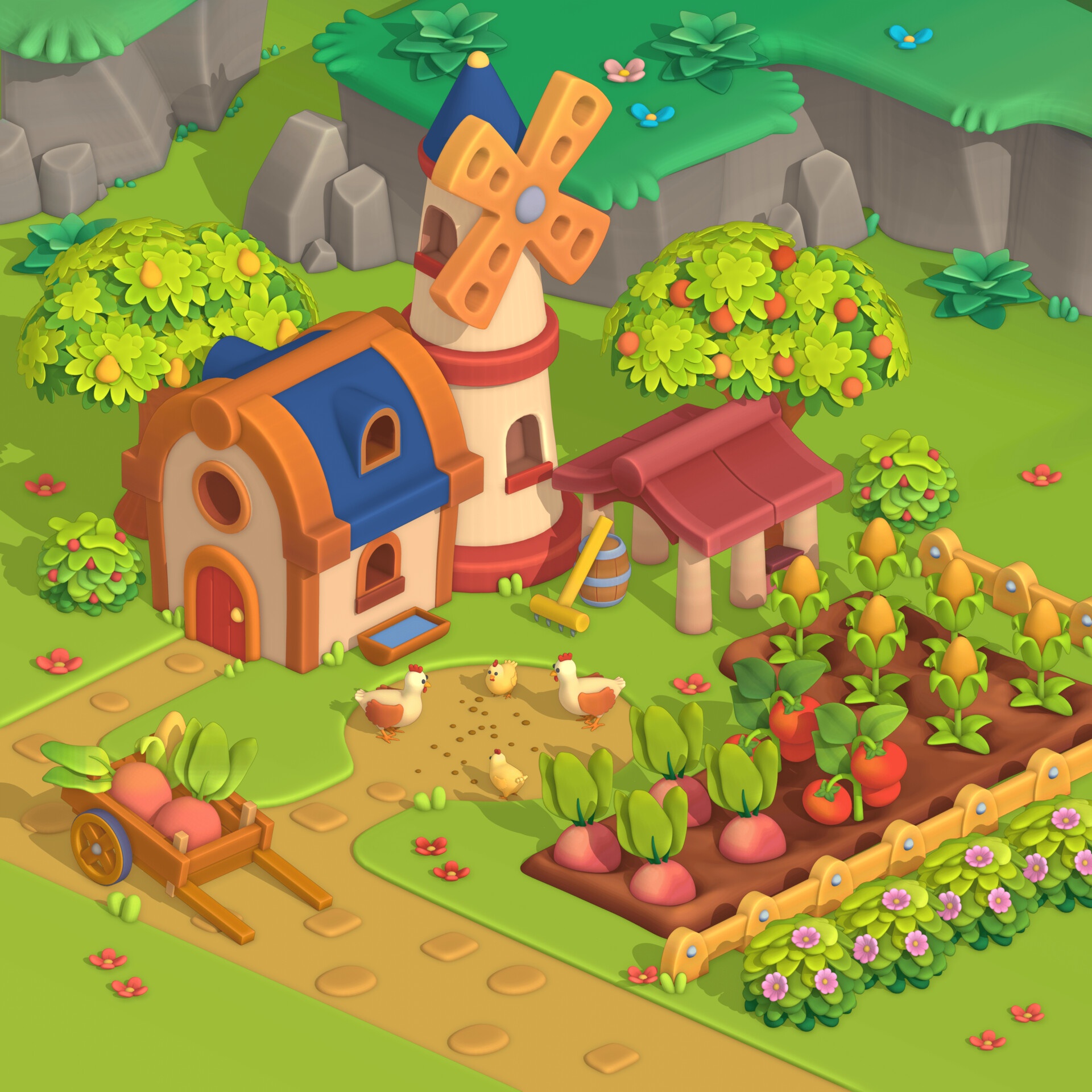 ArtStation - Stylized Farm Diorama
