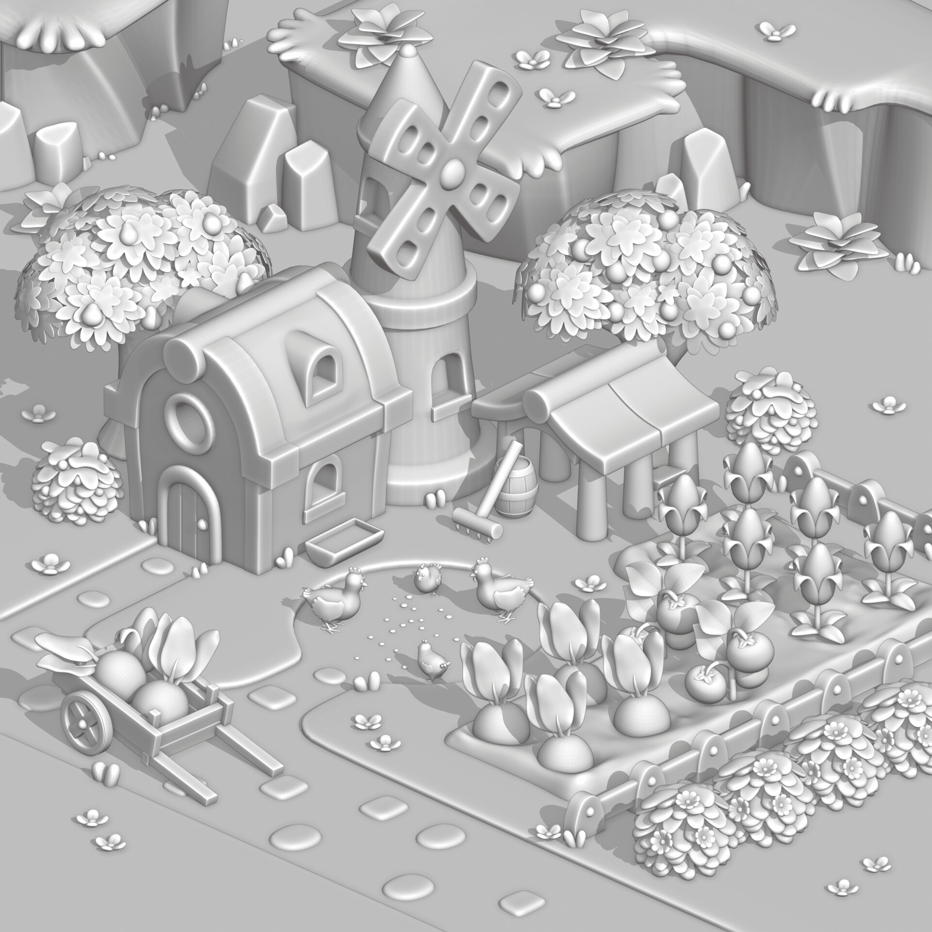 ArtStation - Stylized Farm Diorama