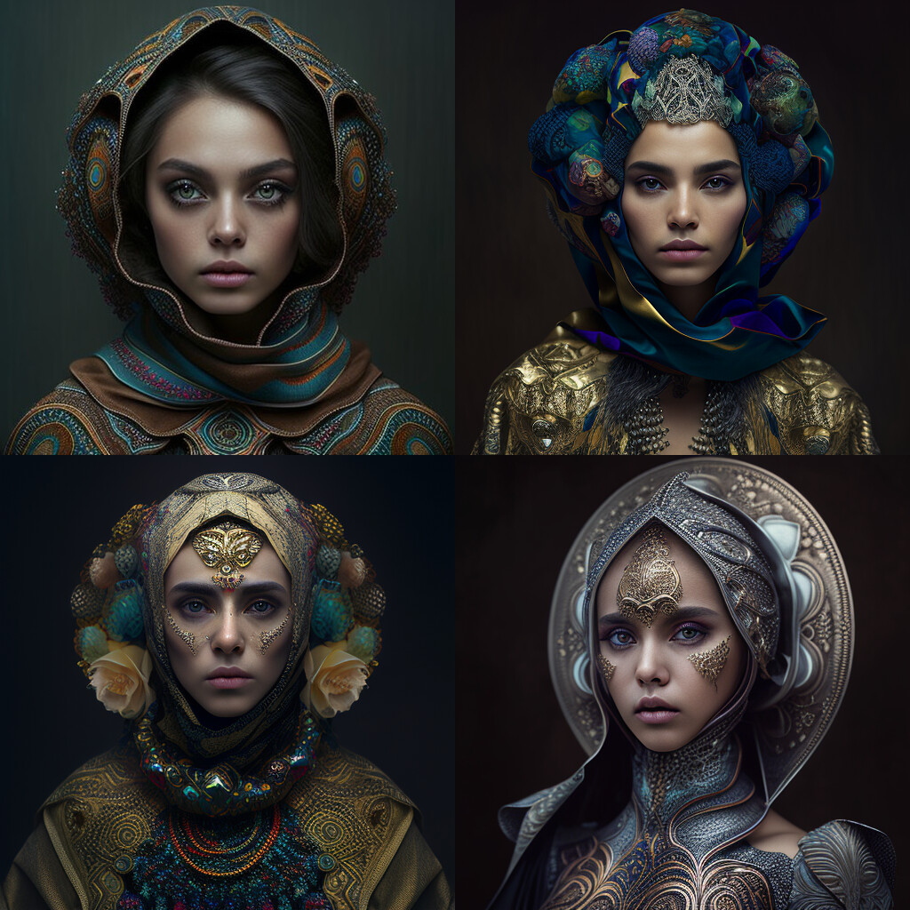 ArtStation - Portraits Of Women In Headwraps Covered In LSD Psychedelic ...