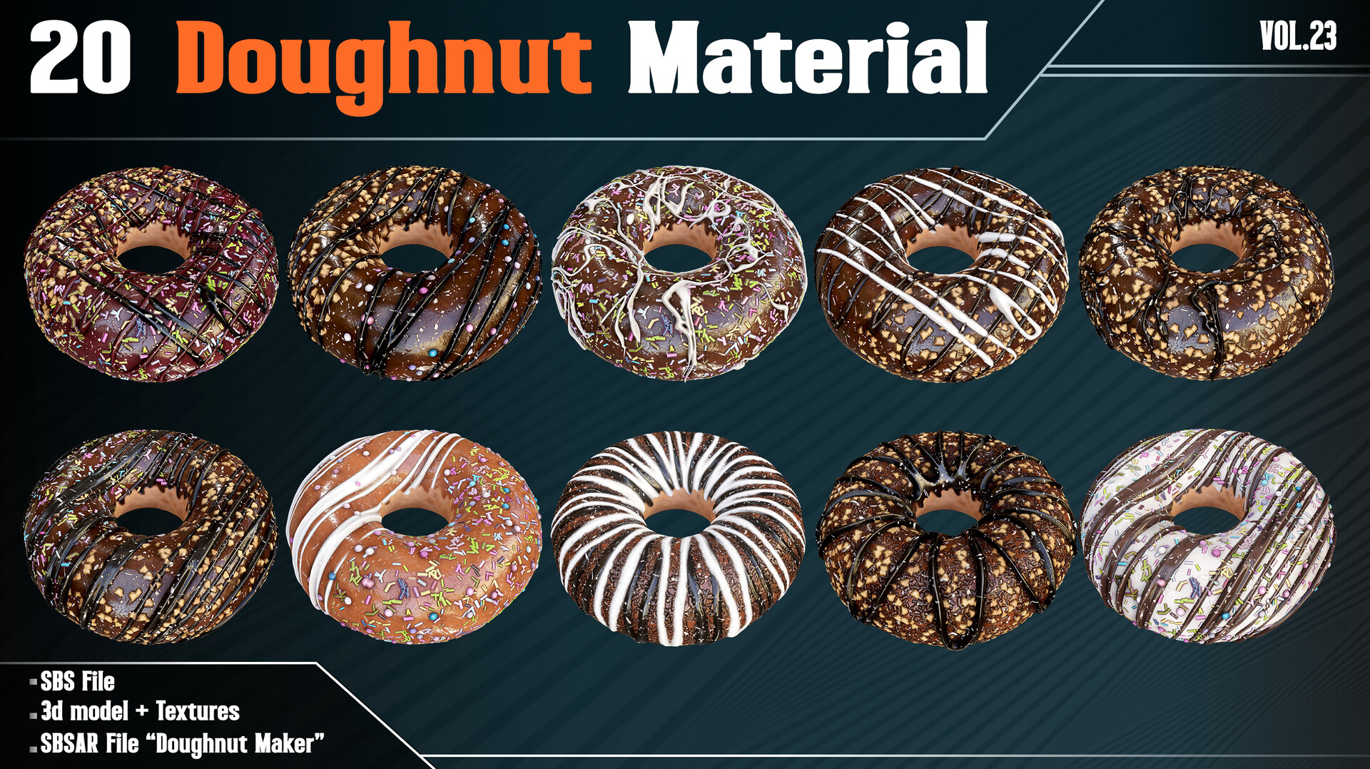 mehdi shahraki - 20 Doughnut Material ( PBR Textures + SBSAR File + SBS ...