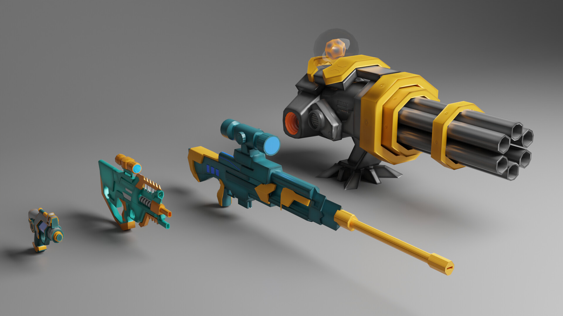 ArtStation - Low poly guns