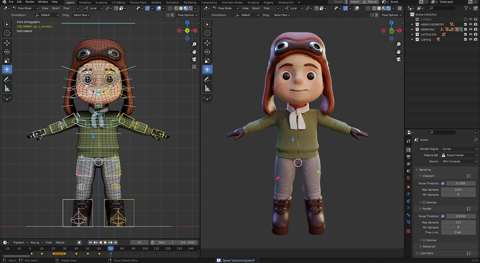 Phong Ly - Rigged Pilot Kid - Blender