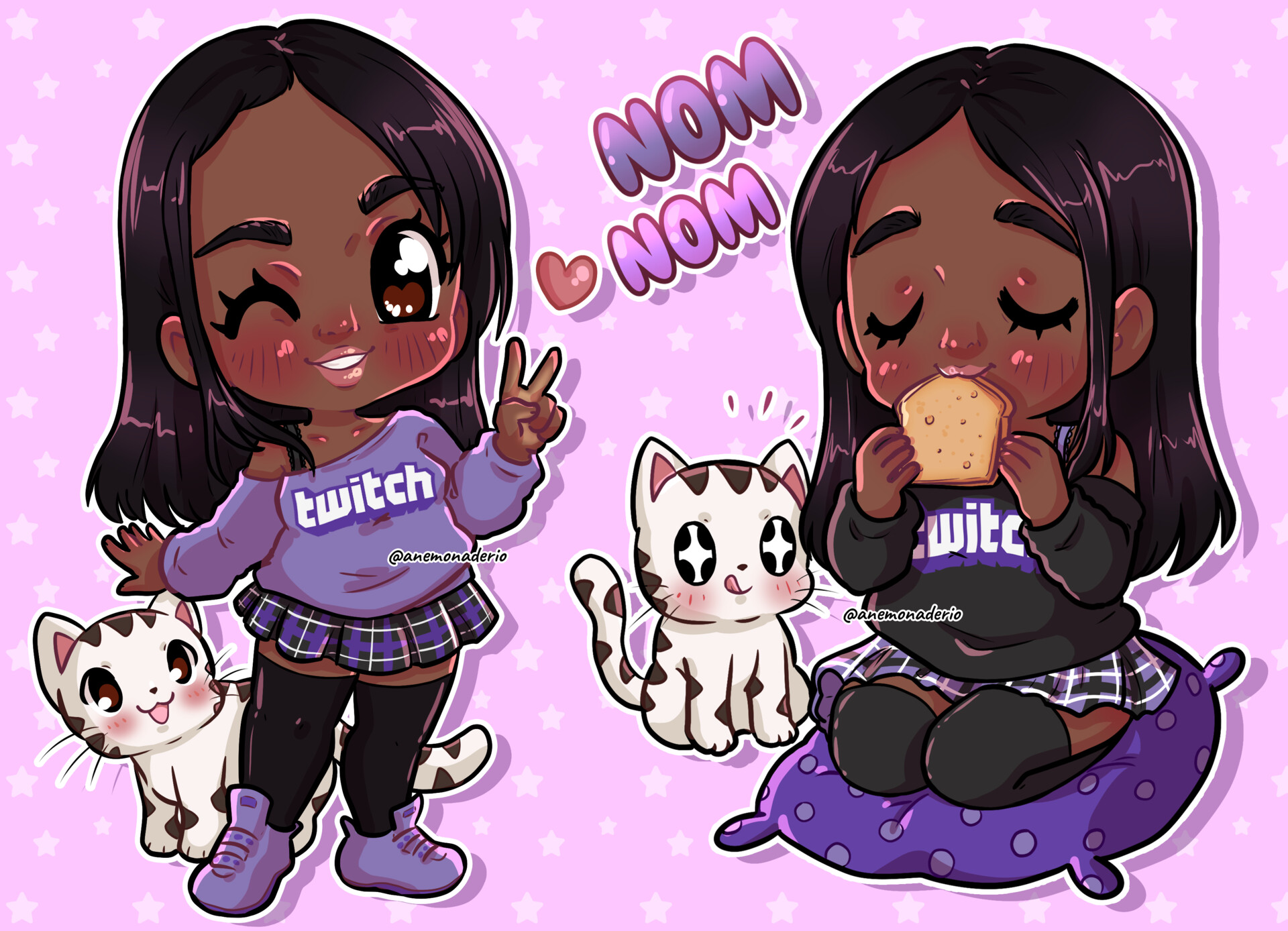 ArtStation - InDeeDee chibis for her Twitch channel