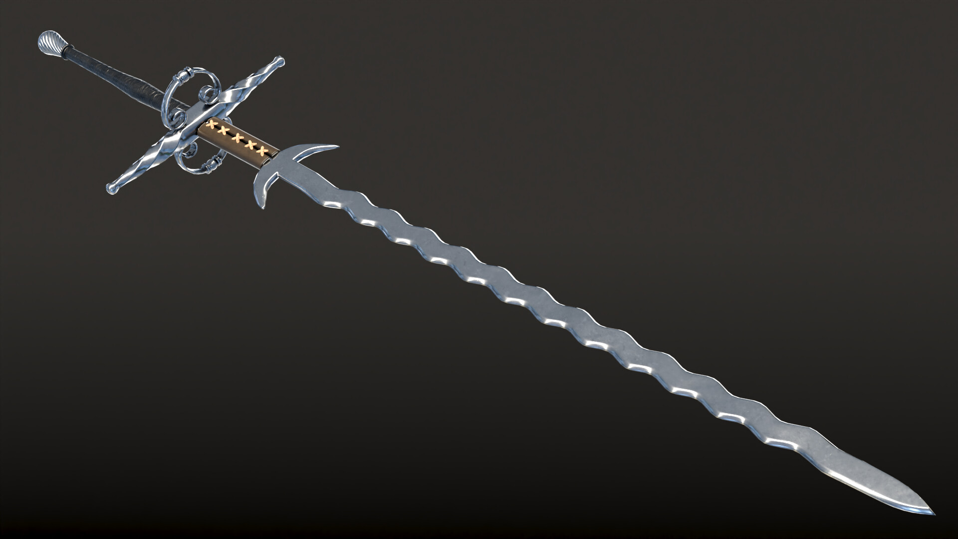 ArtStation - Zweihander Flamberge - Game Ready LOD