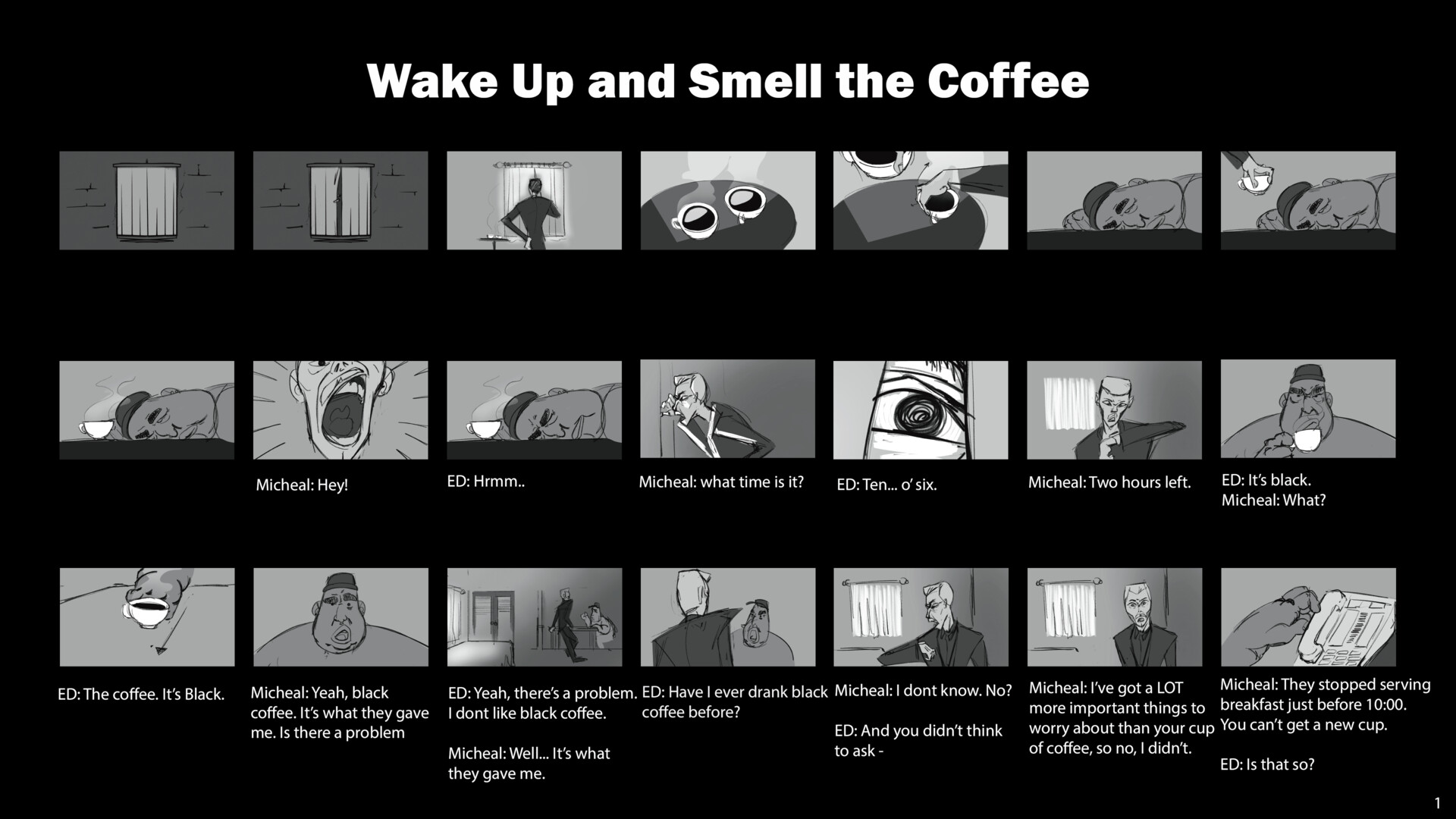 Juan Laseter - Wake Up and Smell the Coffee Story Board