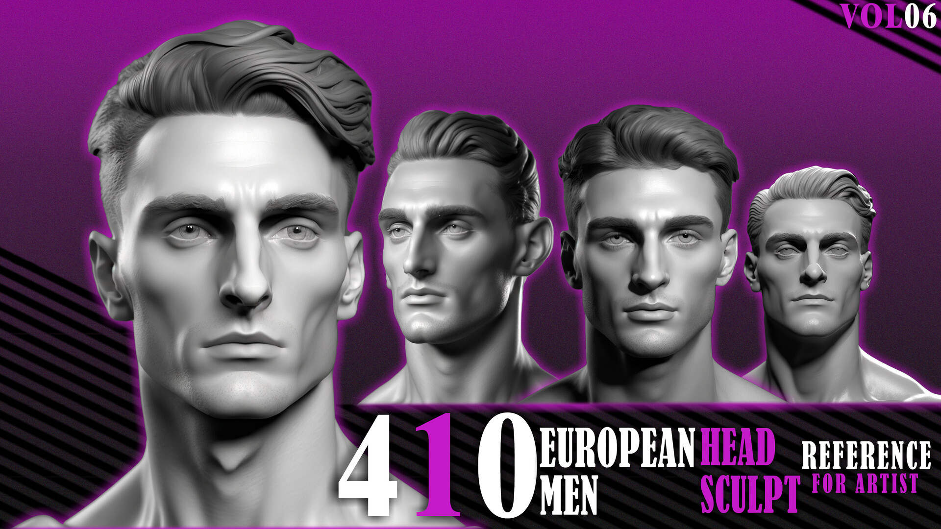 ArtStation - 410 European Men Head Sculpt,Reference for Artist- VOL06