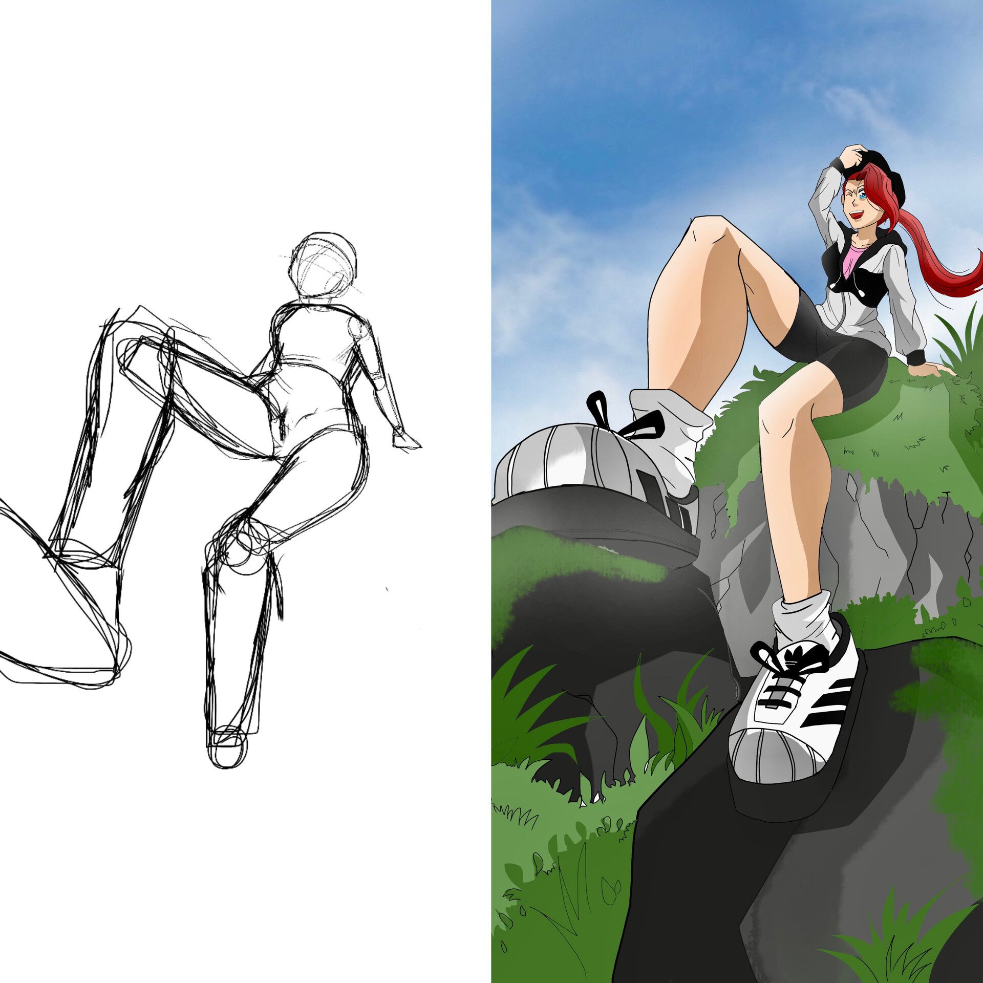 how to draw anime girl perspective