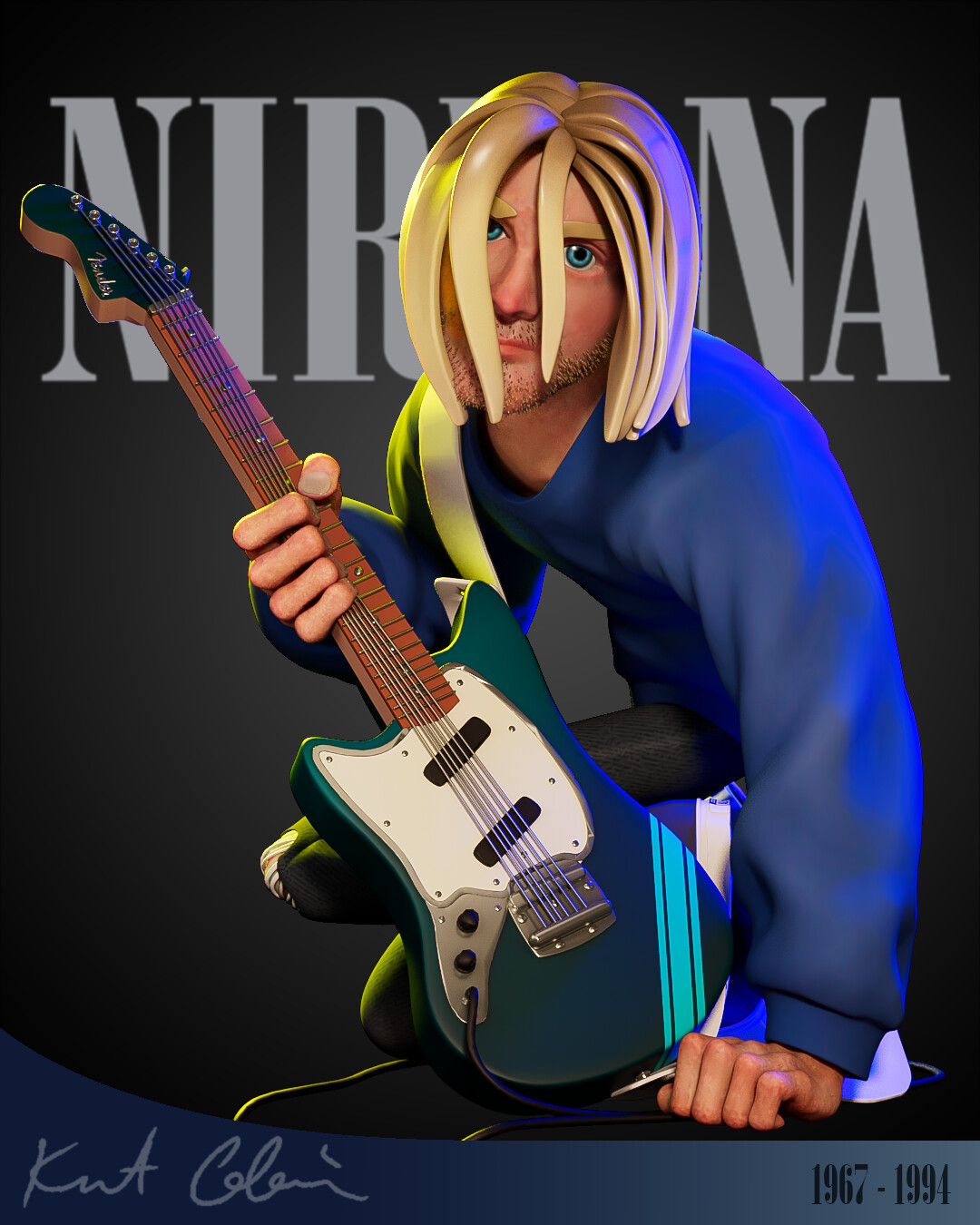 ArtStation - Kurt Cobain Stylized