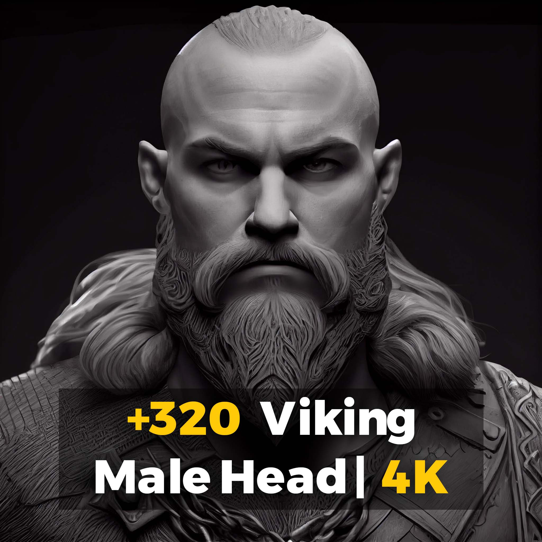 Concept Art - +320 Viking Male Head (4k)