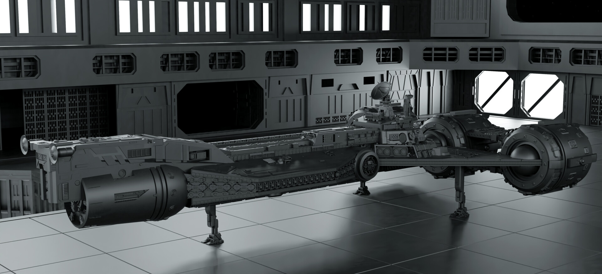 bass Mania - modeling and render Corellian Consular Class Cruiser_indoor