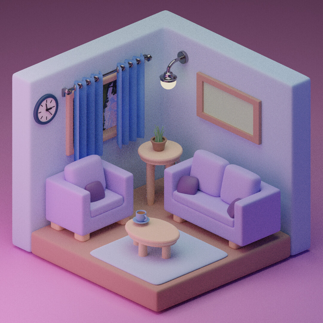 ArtStation - 3D COZY LIVING ROOM