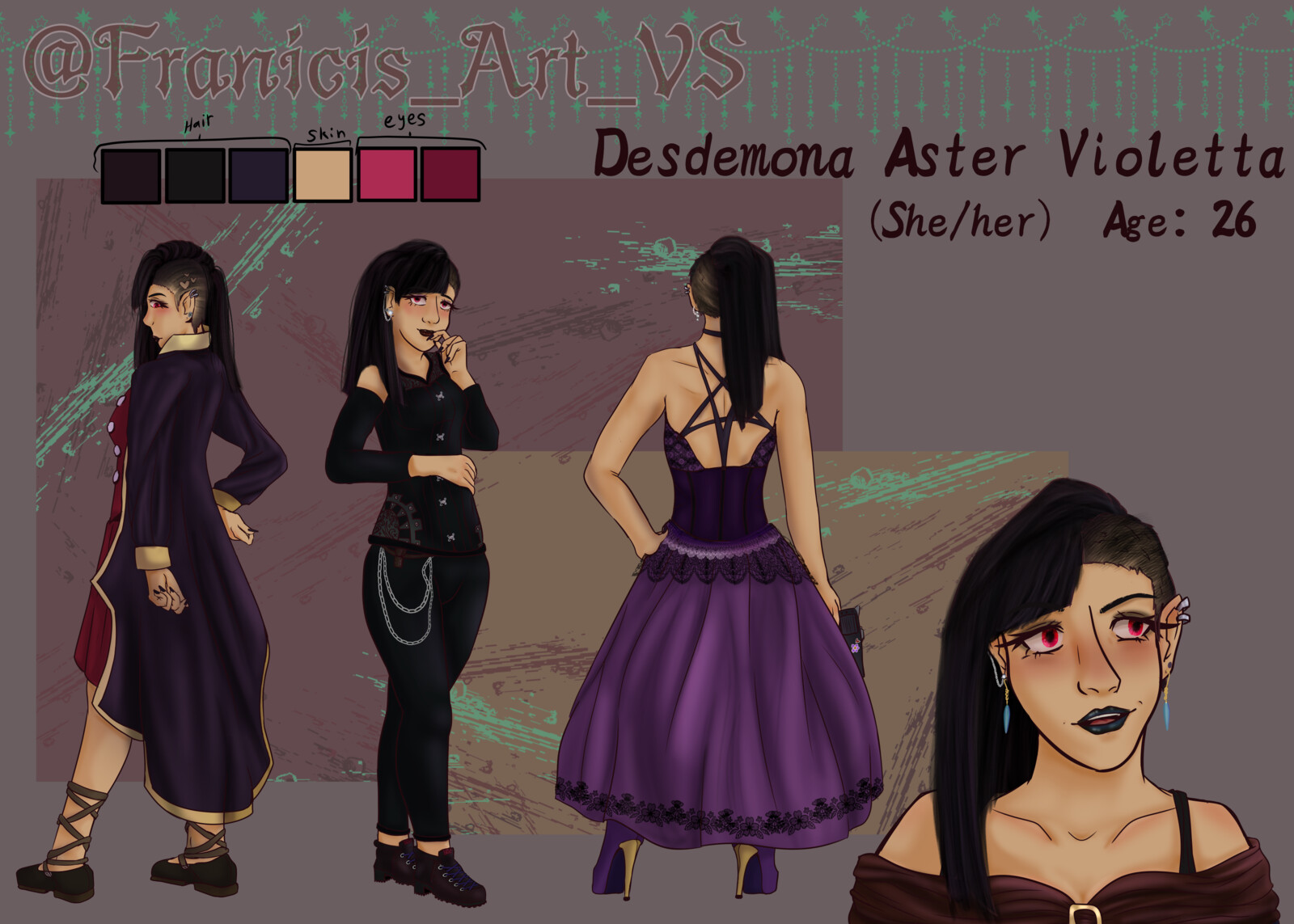 Francis V.S - Desdemona Aster Violetta Character sheet