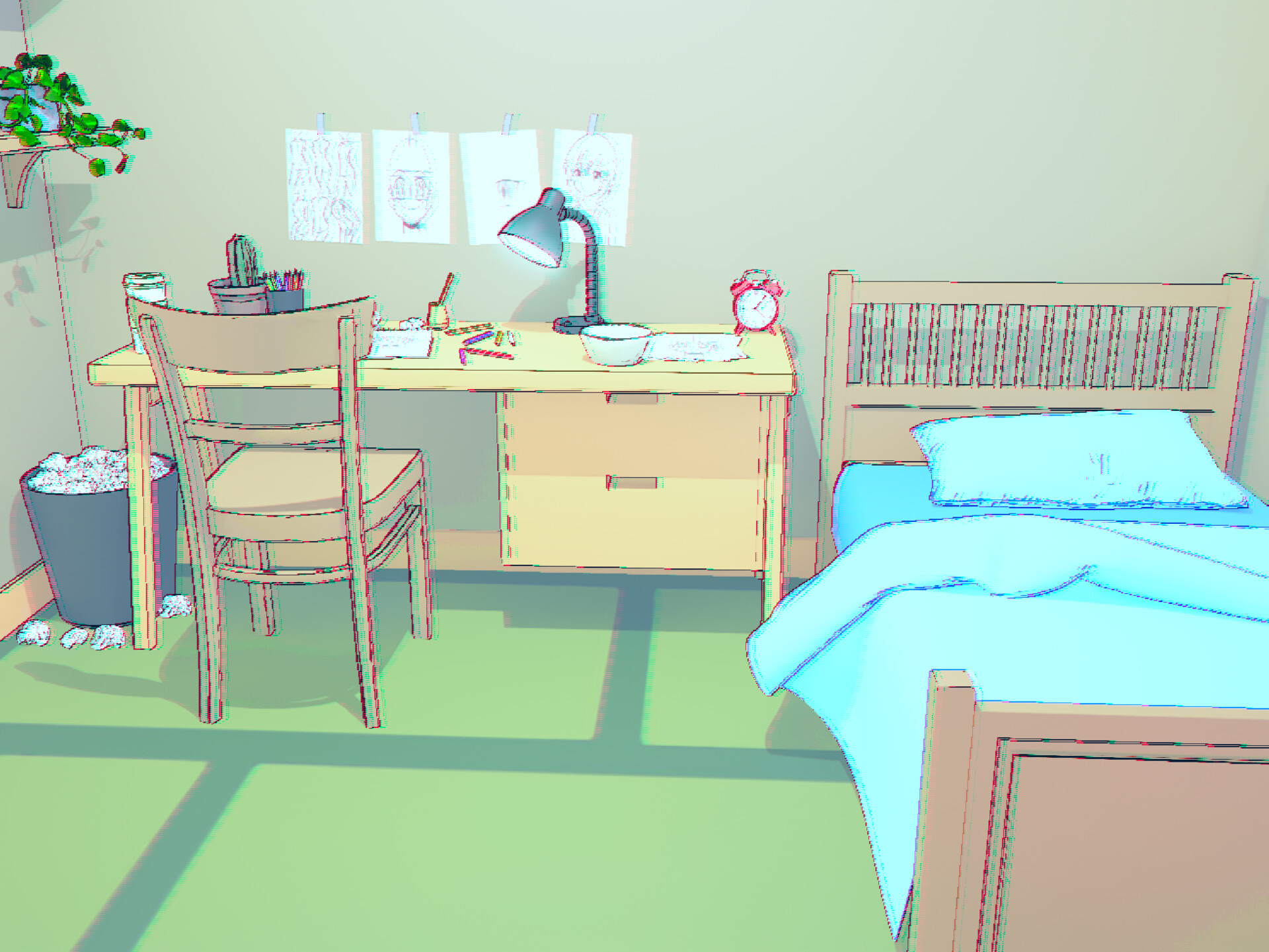 how to draw anime room