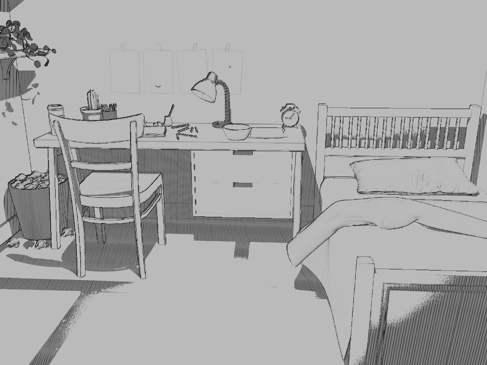 how to draw anime room