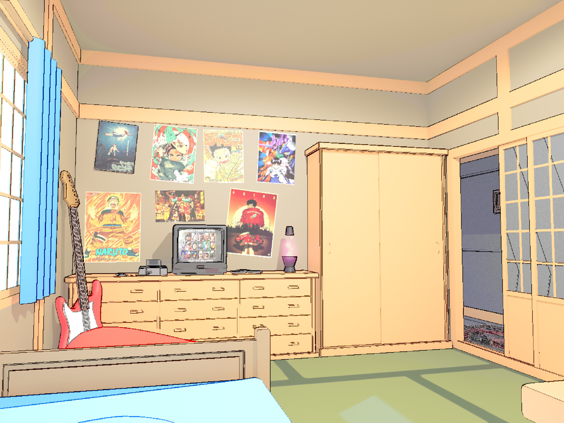 how to draw anime room