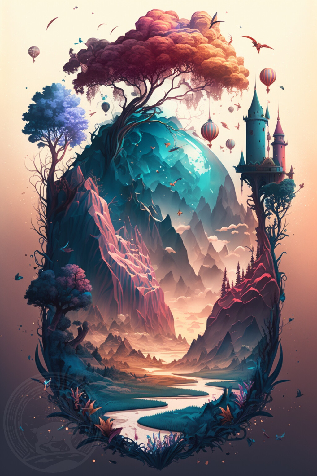ArtStation - Mysterious Land: Floating Pastel Dream