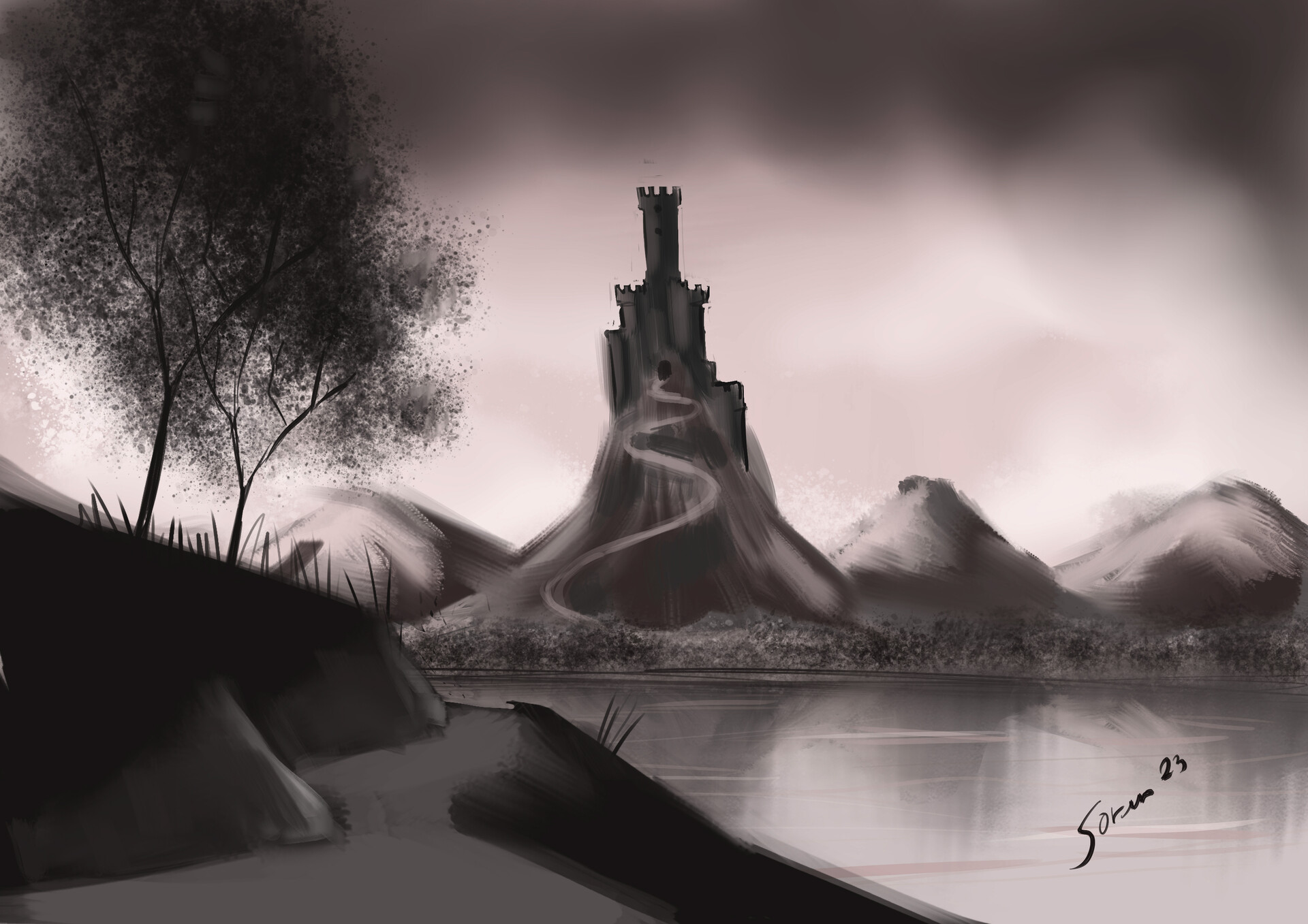 ArtStation - Grey scale Painting Concept 02 10mins. Challenge