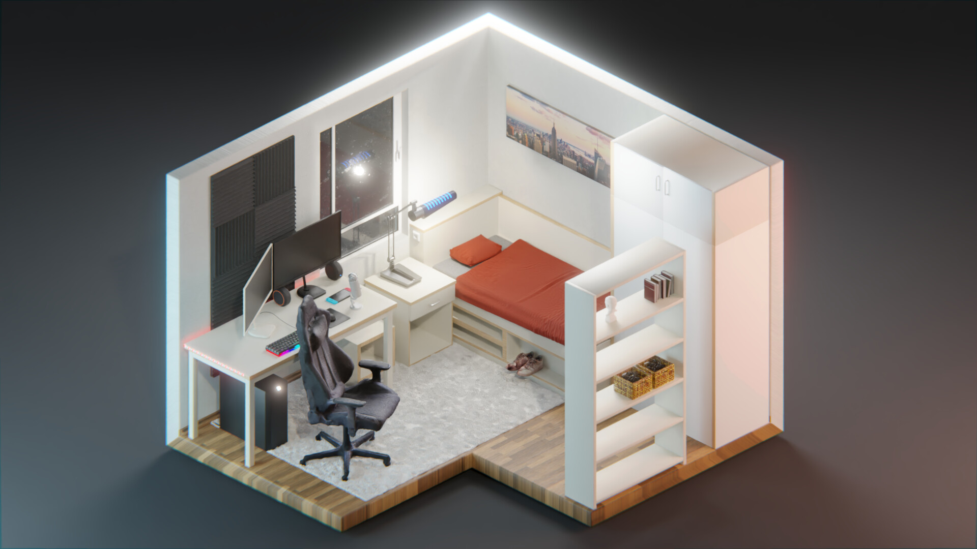 ArtStation - Isometric Student Dorm Room