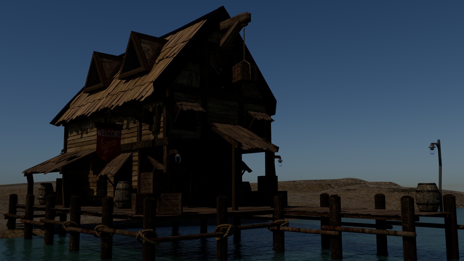 ArtStation - Wooden Boat house