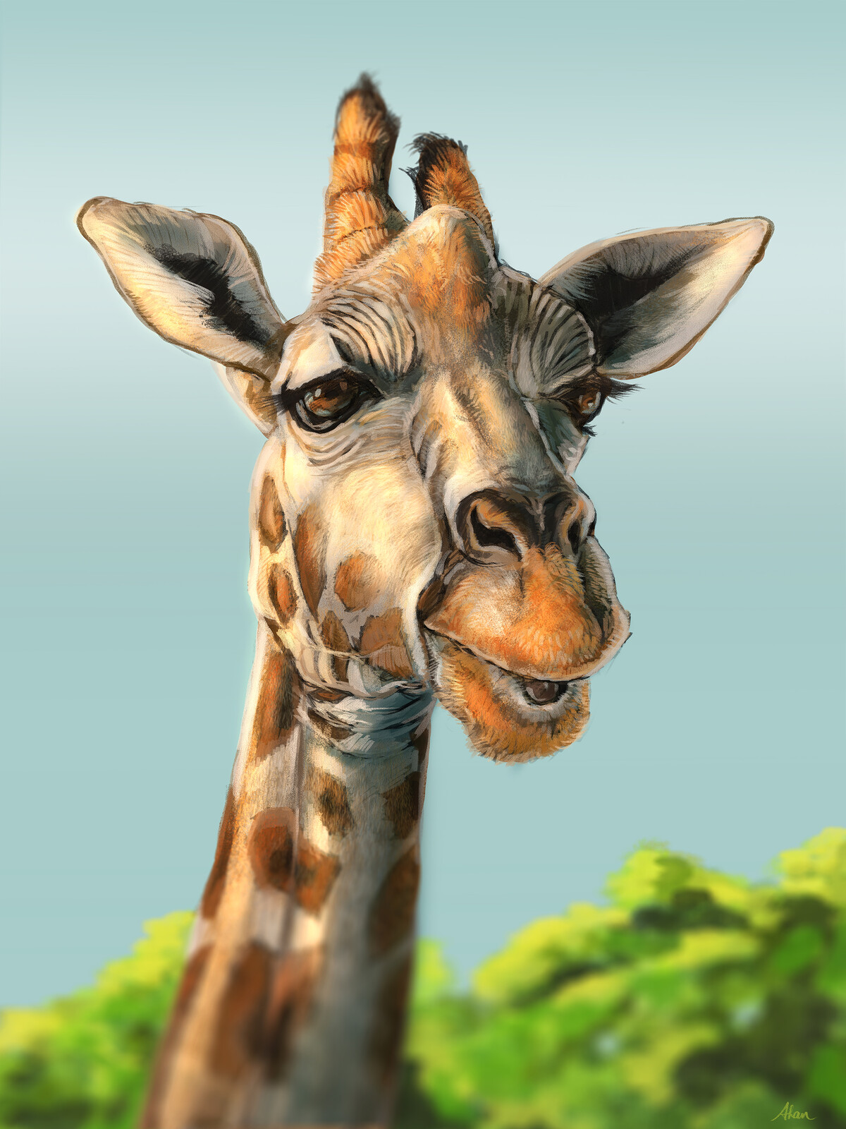 alandodrawing - Giraffe Portrait