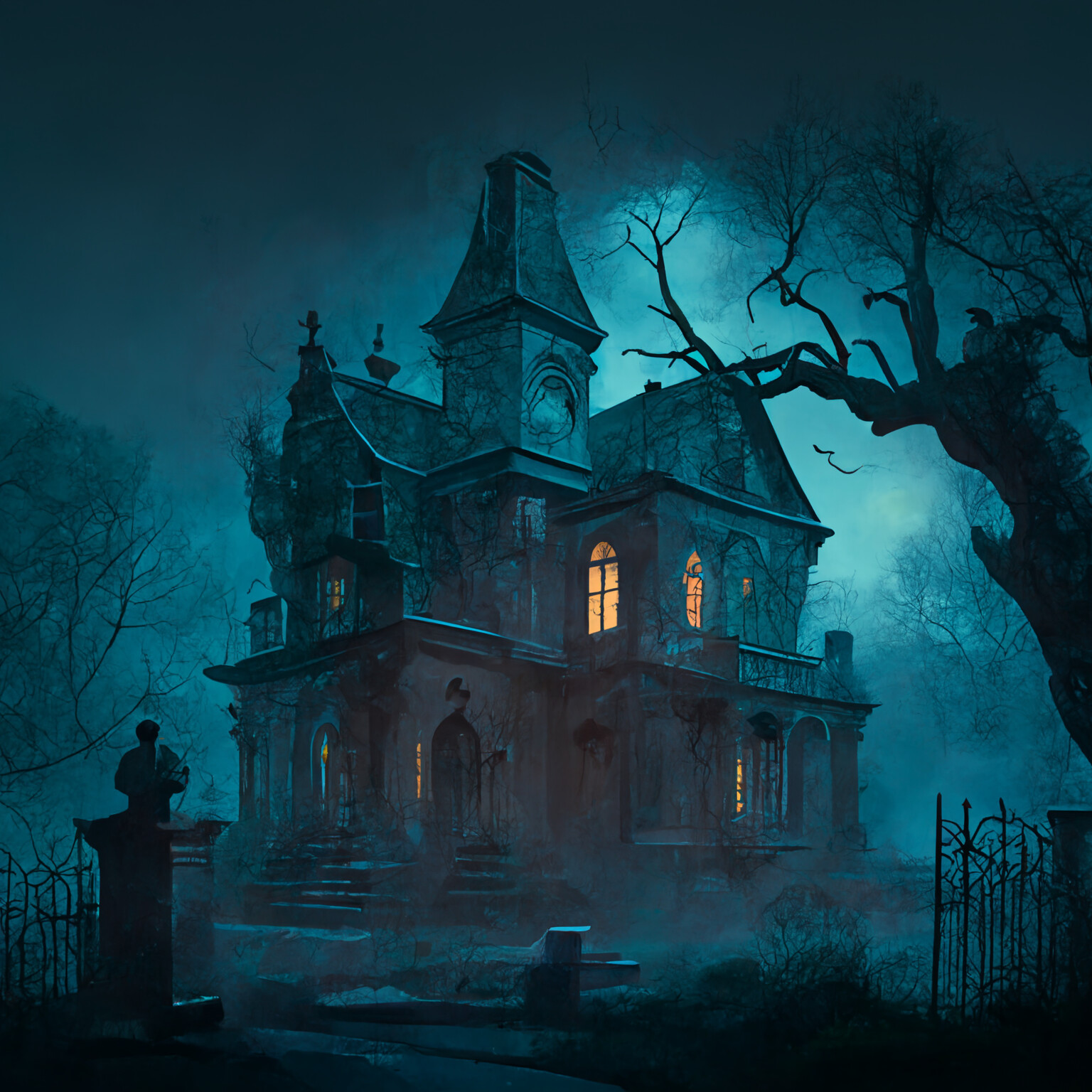 ArtStation - Nightmare on the Hill: The Spooky Haunted Mansion and its ...
