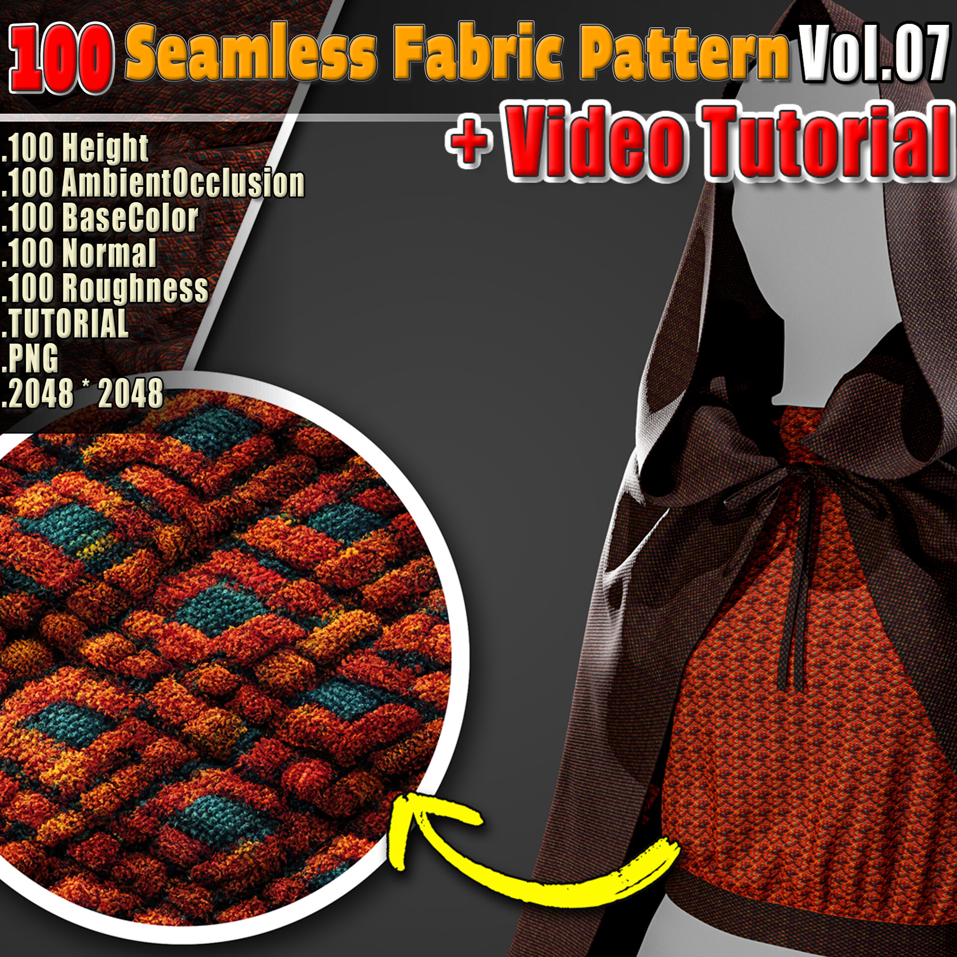 ArtStation - 100 Seamless Fabric Pattern Vol.07 + Video Tutorial