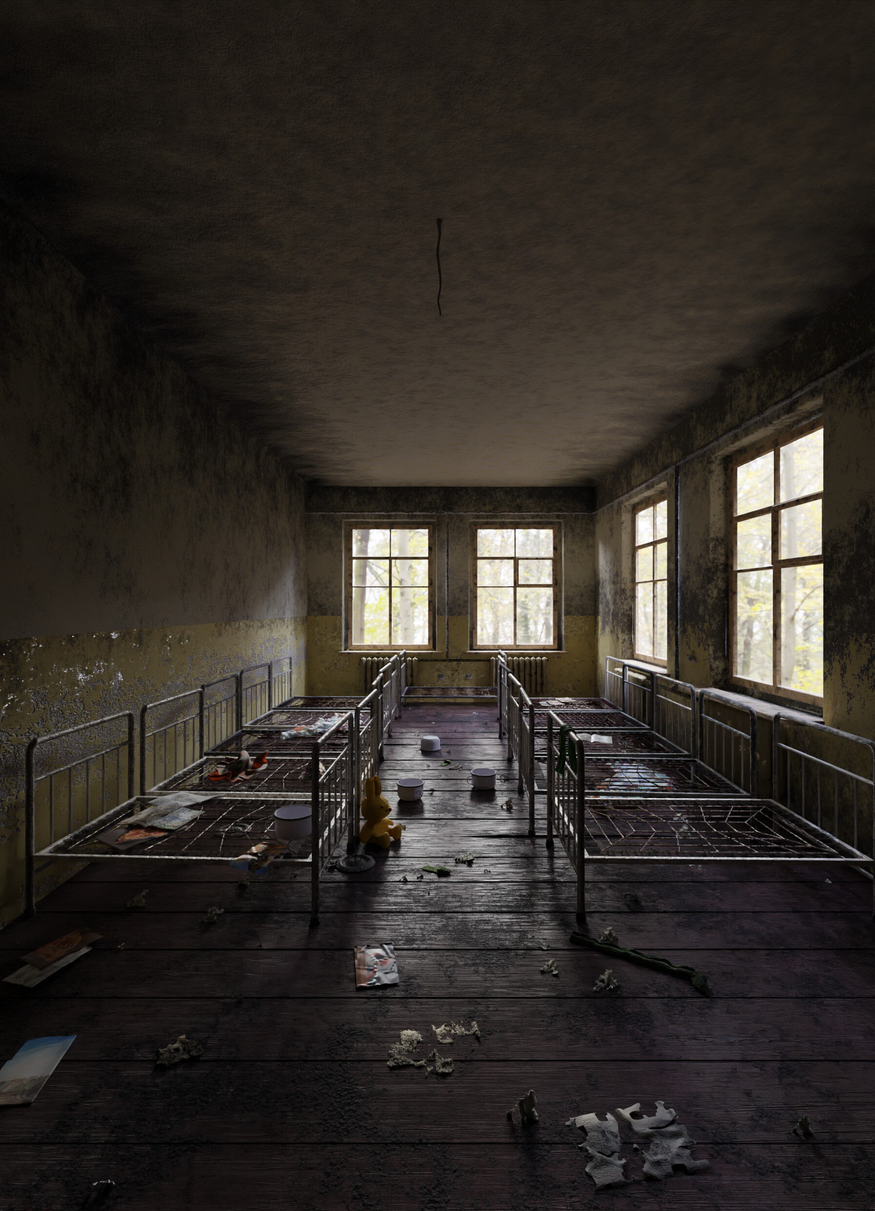 ArtStation - Creepy bedroom with creepy rabbit ; -)