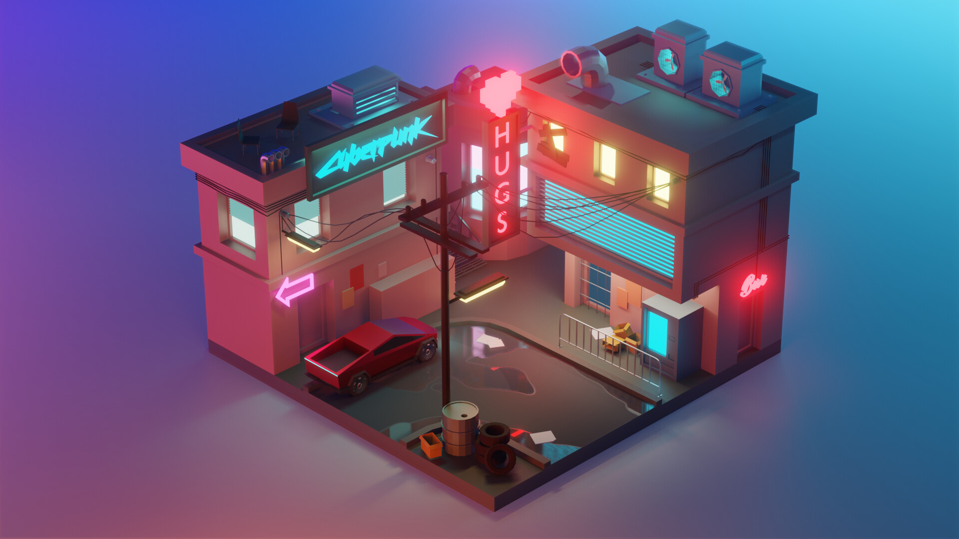 ArtStation - cyberpunk low poly