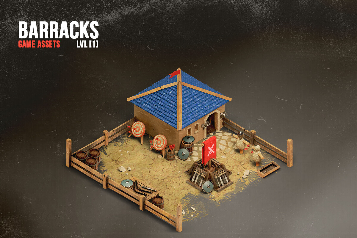 Sergey Fedotov - Game Assets \ Isometric strategy \ Barracks lvl 1-5