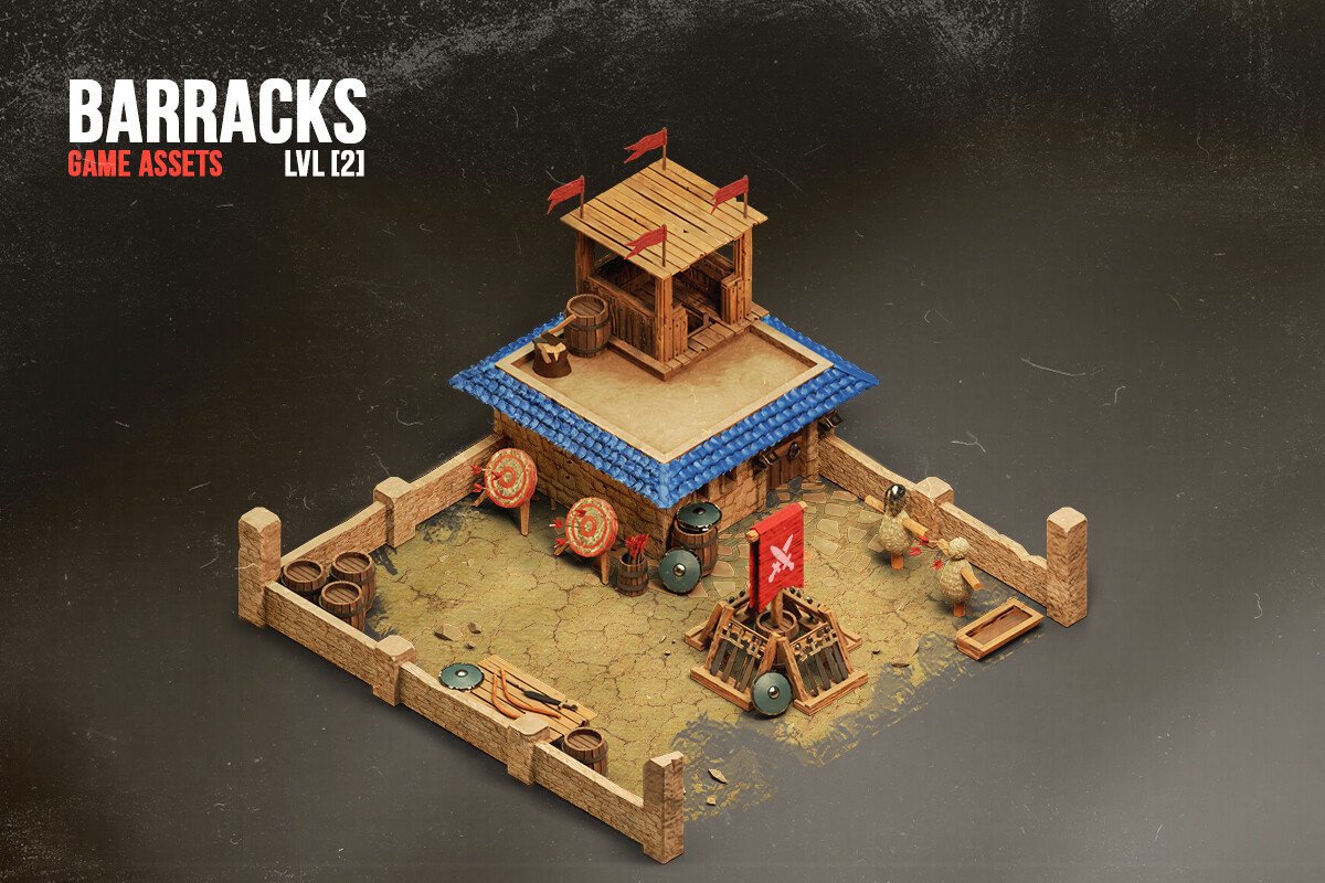 Sergey Fedotov - Game Assets \ Isometric strategy \ Barracks lvl 1-5