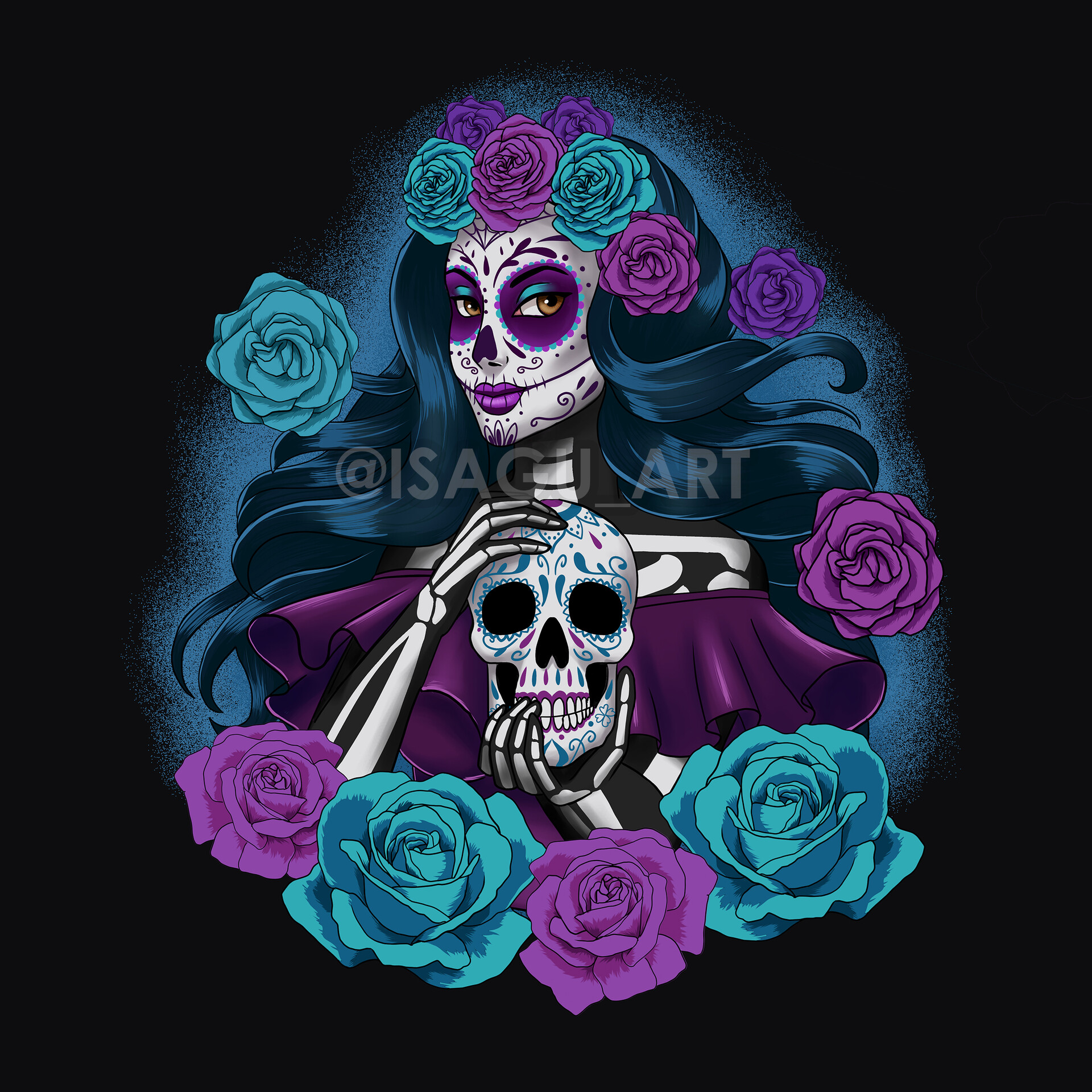 ArtStation - Pretty catrina with sugar skull