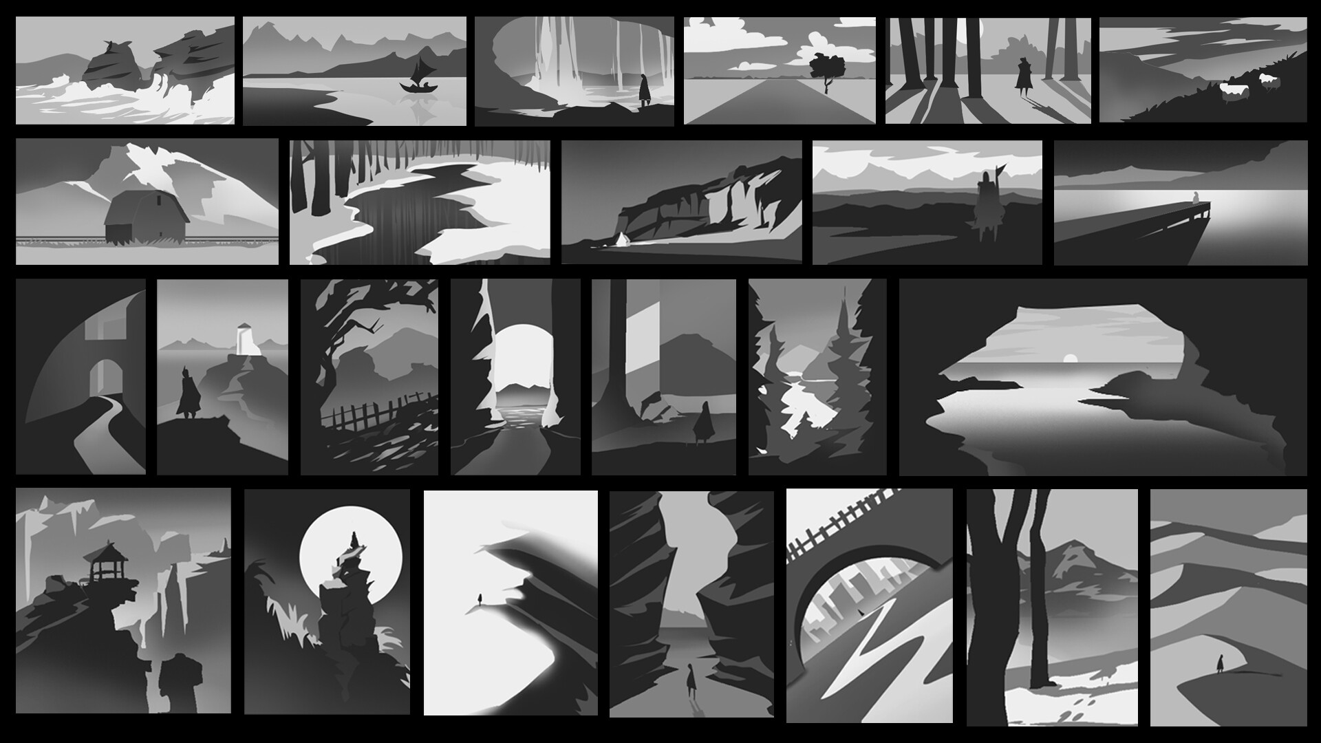 ArtStation - 4-5 Value Environment Studies