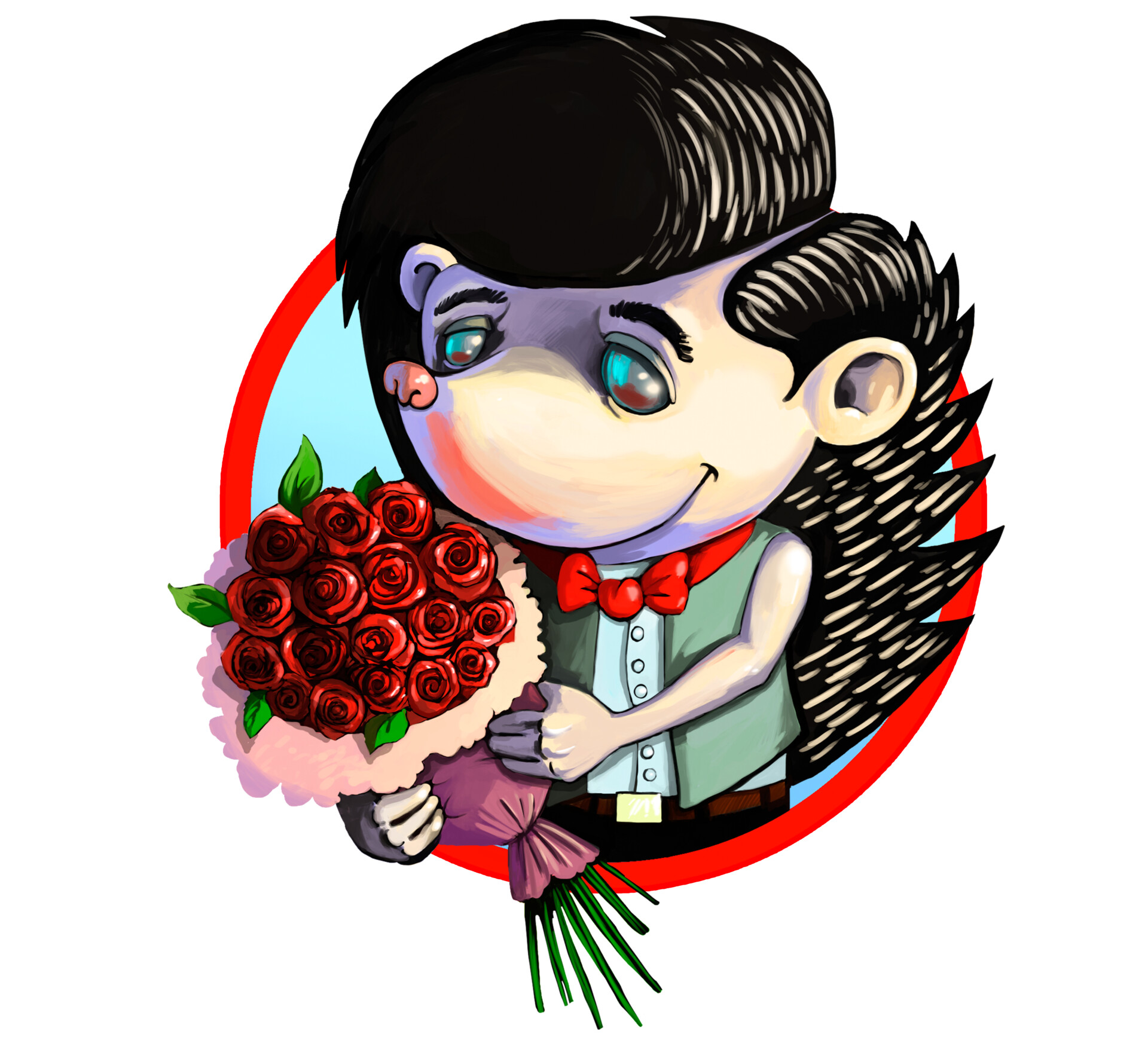 ArtStation - hedgehog with roses