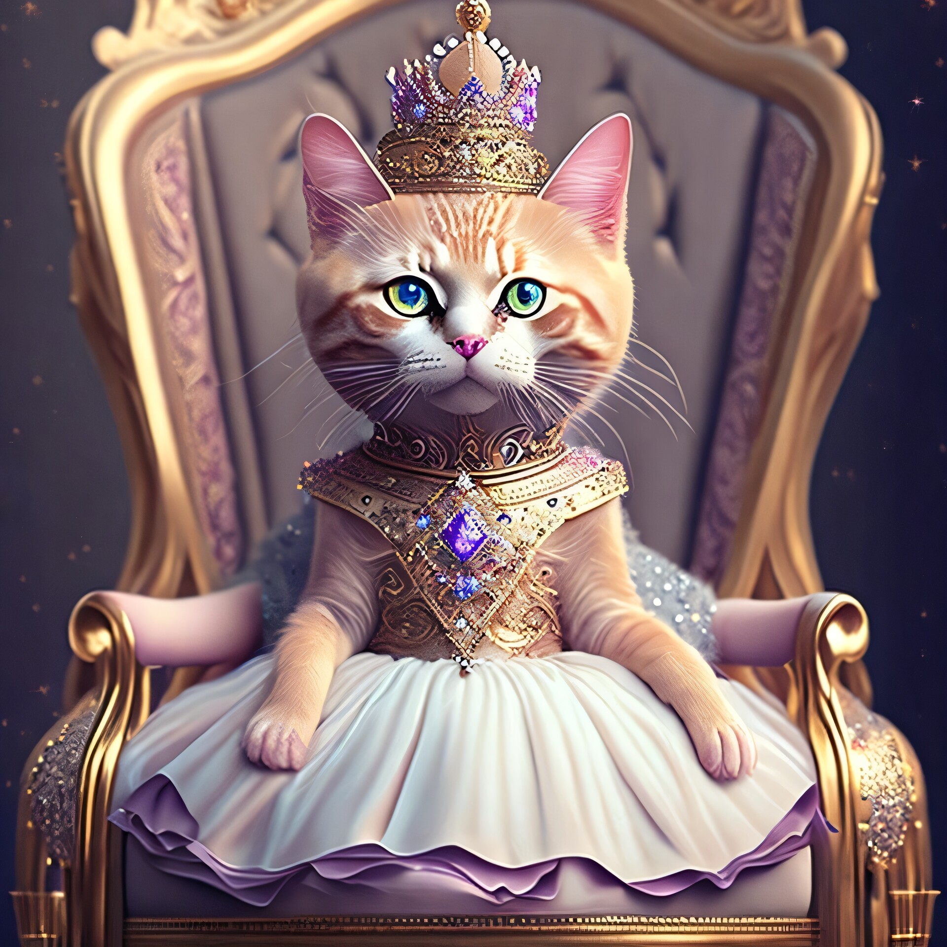 aisnow - Cute cat king, cat queen and two princesses